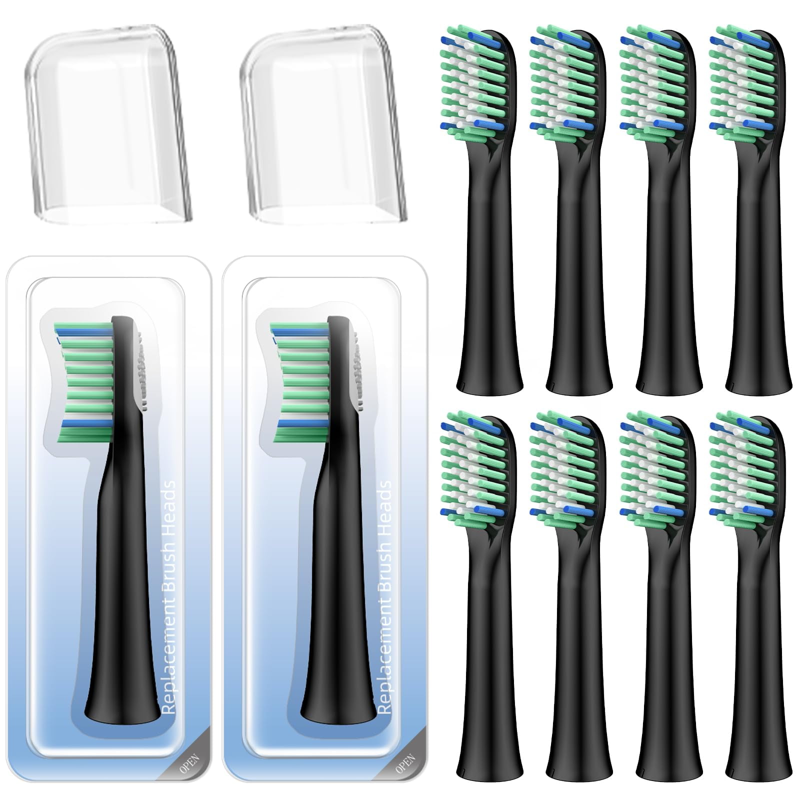 Toolsy 10 Pack Toothbrush MSF2 Replacement Heads Compatible with Rtauys M5 Sonic Electric ...