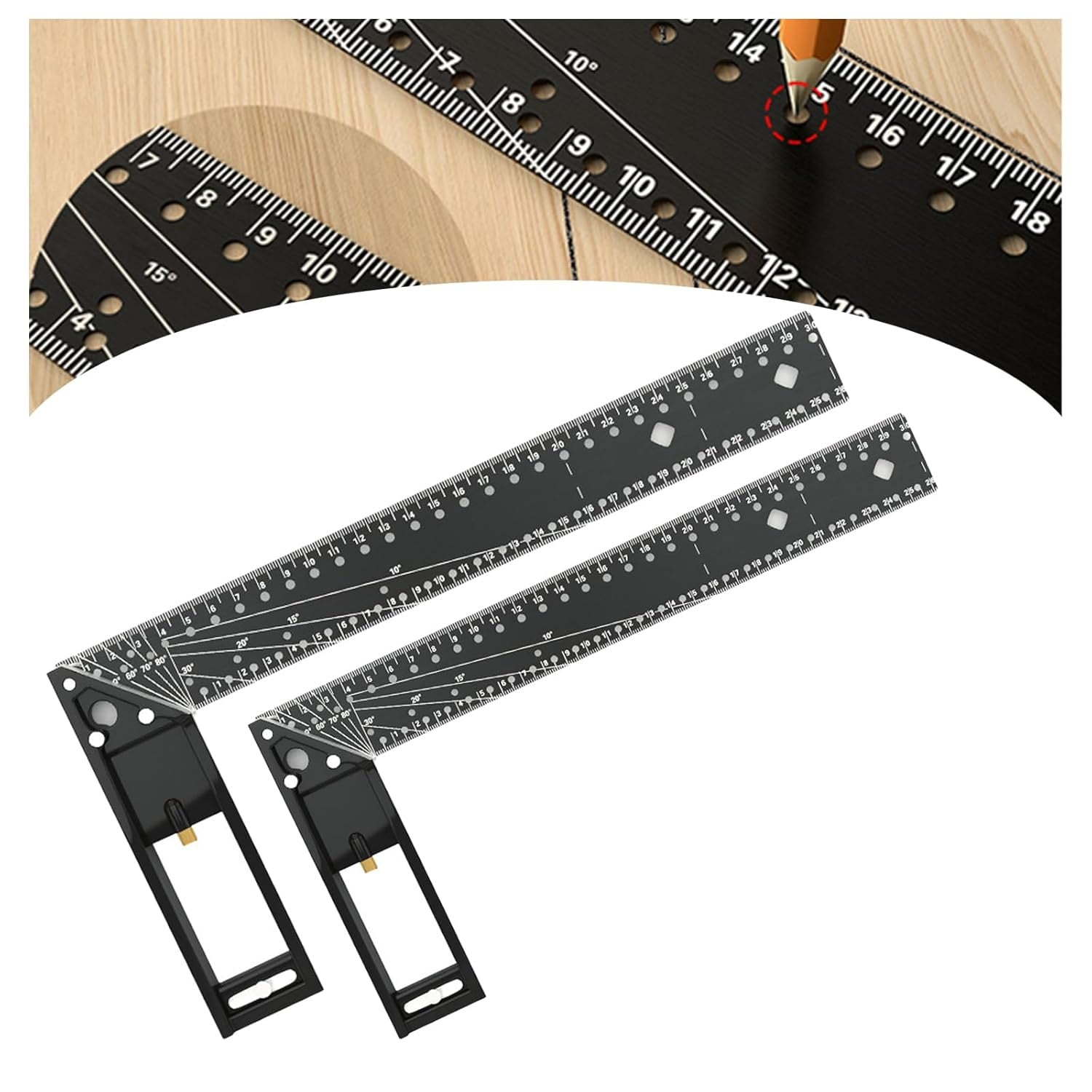 Tooltekt Woodworking Square Ruler, 12/16in 2025 New Multi-Angle ...