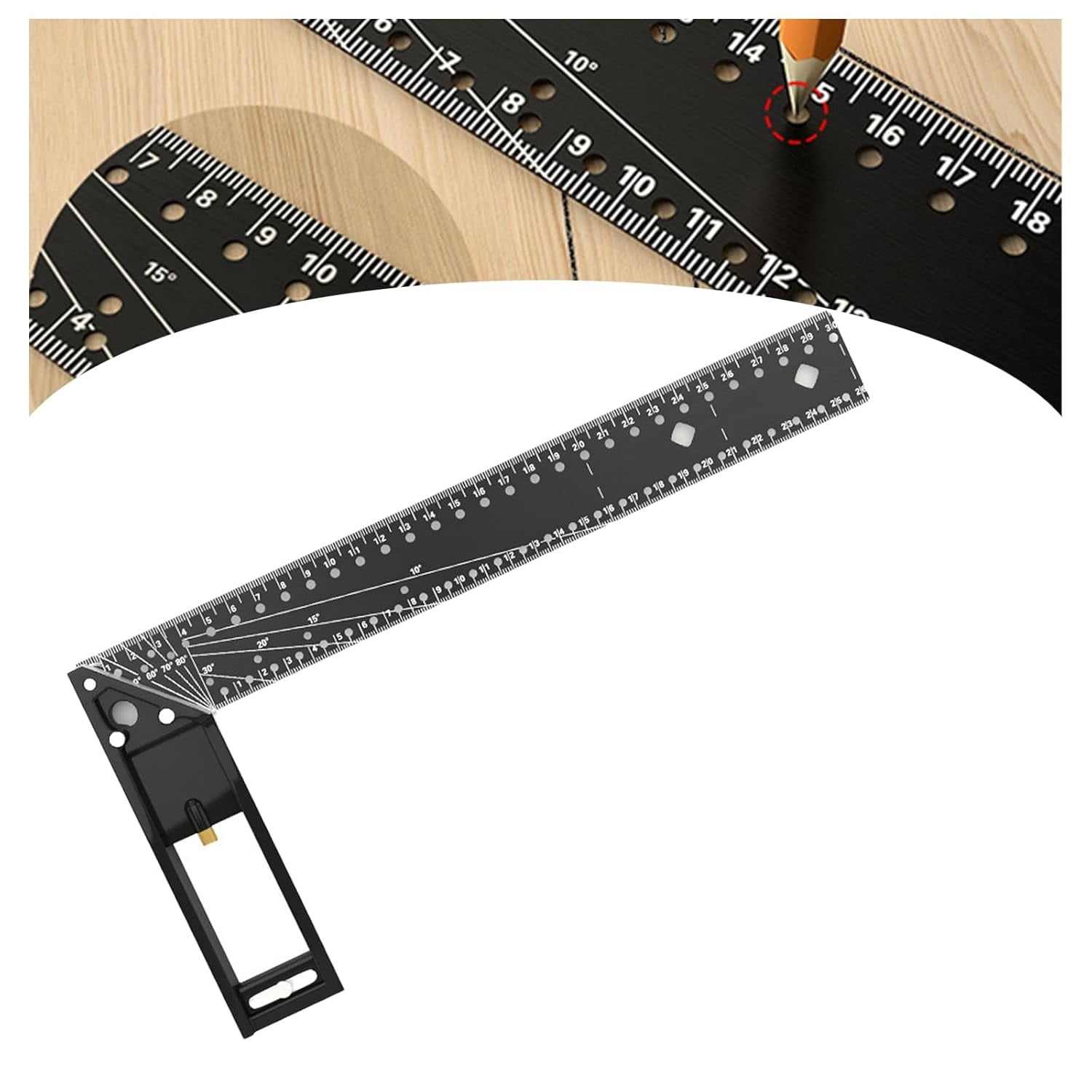 Tooltekt Woodworking Square Ruler, 12/16in 2025 New Multi-Angle ...