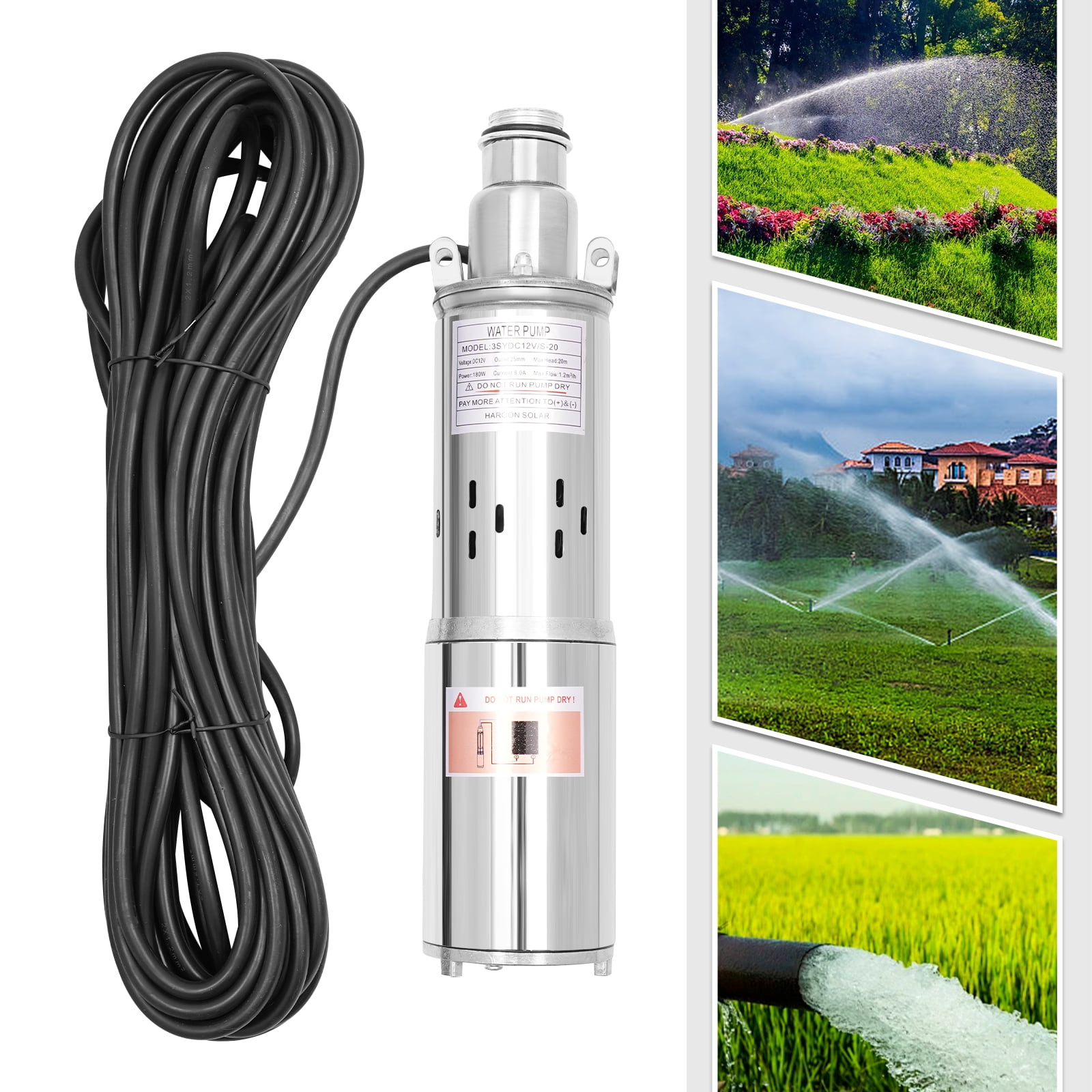 Toolven 12V Submersible Water Pump, Deep Well Design with 65ft Head ...