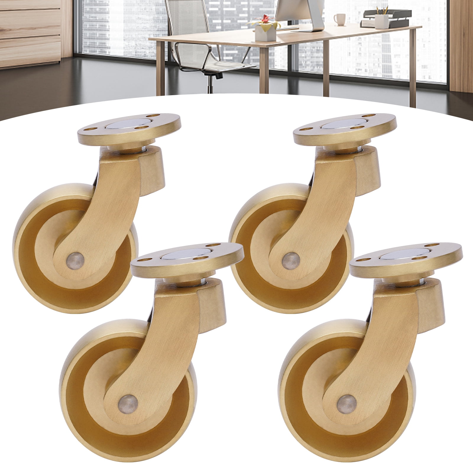 Toolven 4 Pcs Universal Stem Casters Brass Castor Heavy Duty 360 Degree ...