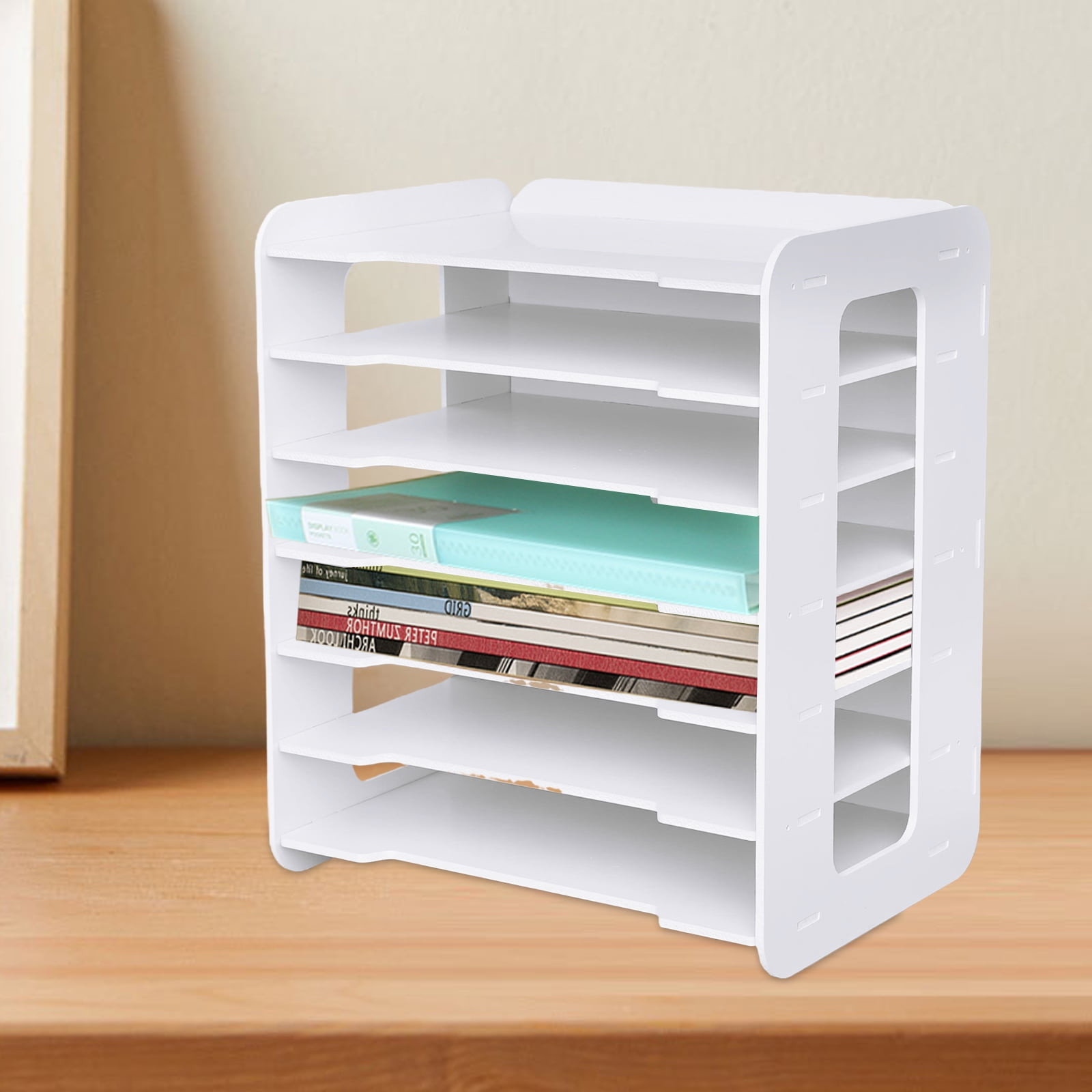 Toolven 7-Tier File Organizer for Desktop, Vertical Document Holder ...