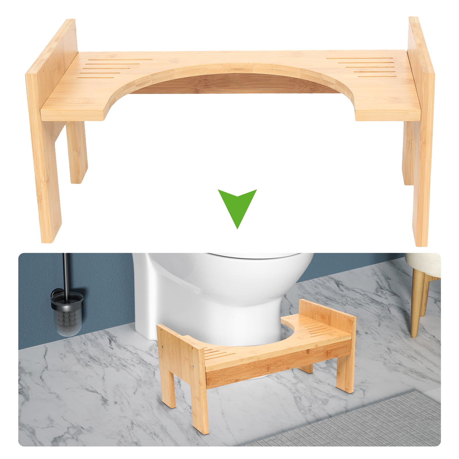 Toolven Bamboo Bathroom Step Stool with Anti-Slip Design – Ideal for ...