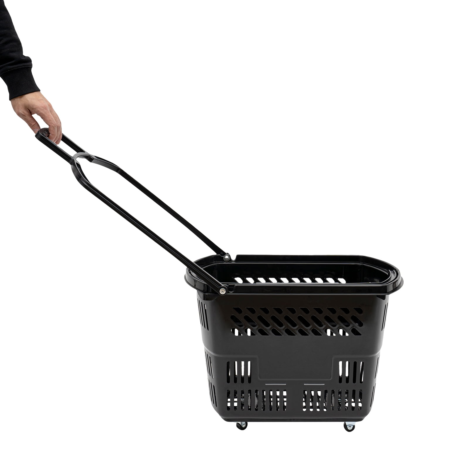 Toolven Black 35L Retail Cart Wheels w Handle Rolling Shopping Basket ...