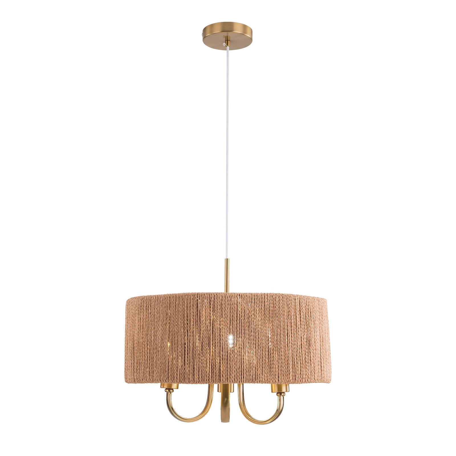 Toolven Boho Pendant Light, Adjustable Hanging Length with Woven Hemp ...