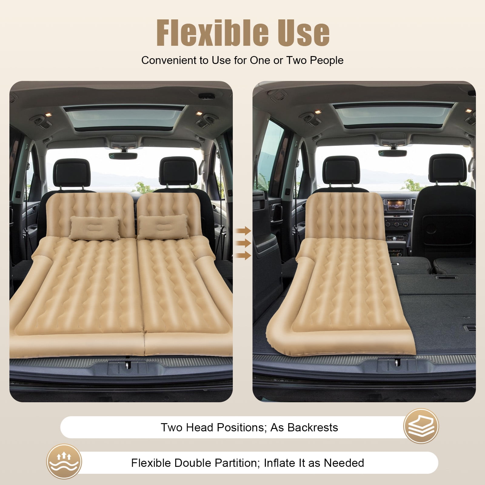 Toolven Car Inflatable Air Bed for SUV – Portable Folding Mattress with ...