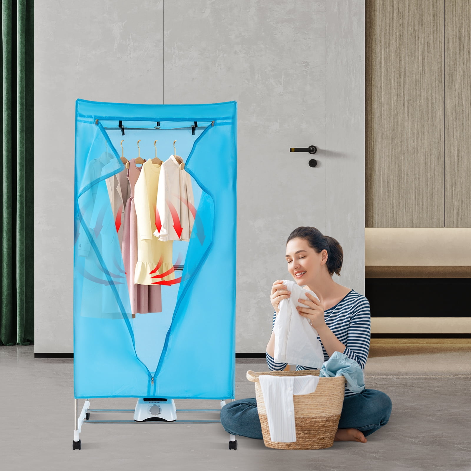 Toolven Clothes Dryer with 1000W Power, 360° Convection Circulation ...
