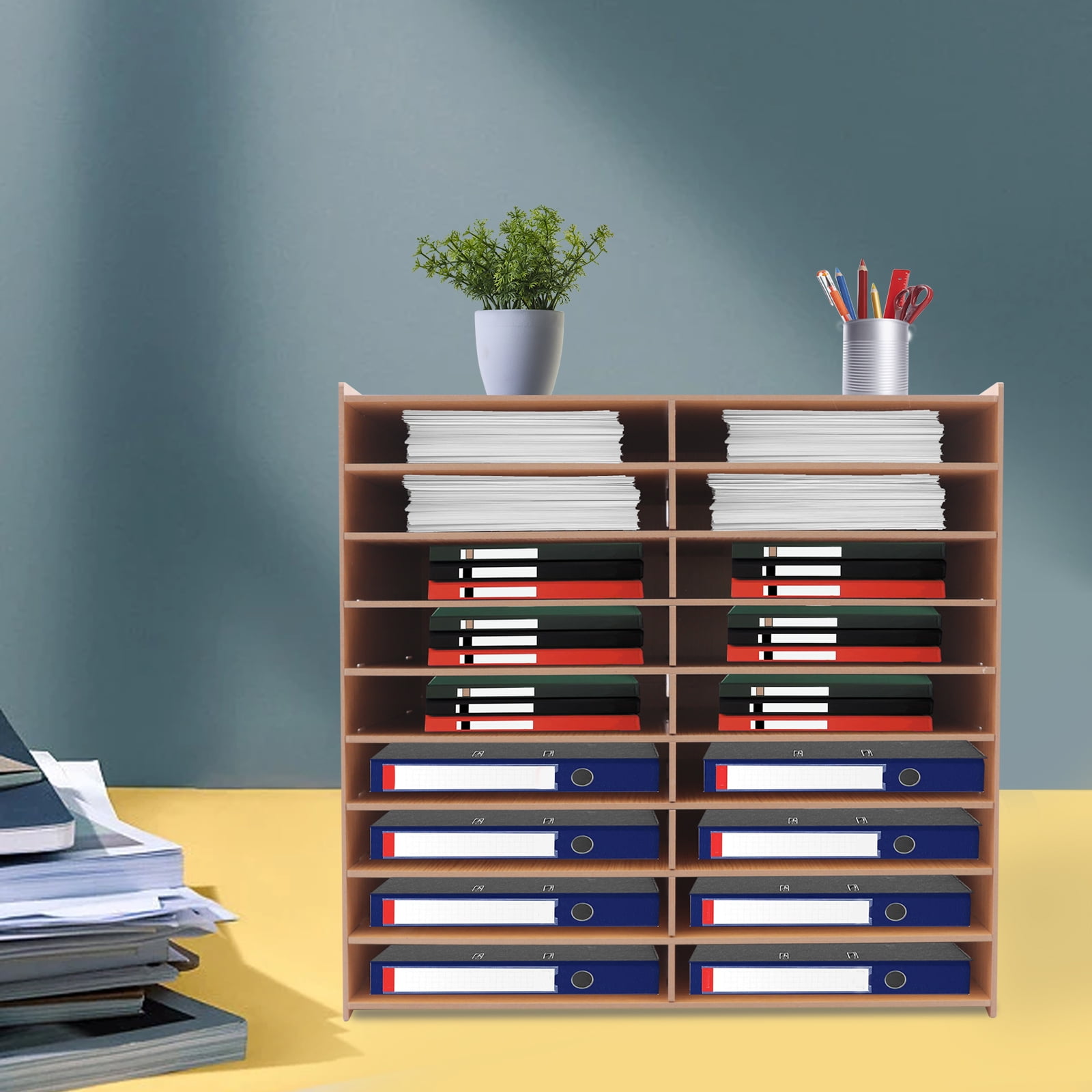 Toolven Desktop File Organizer with 9 Layers and 18 Compartments, High ...