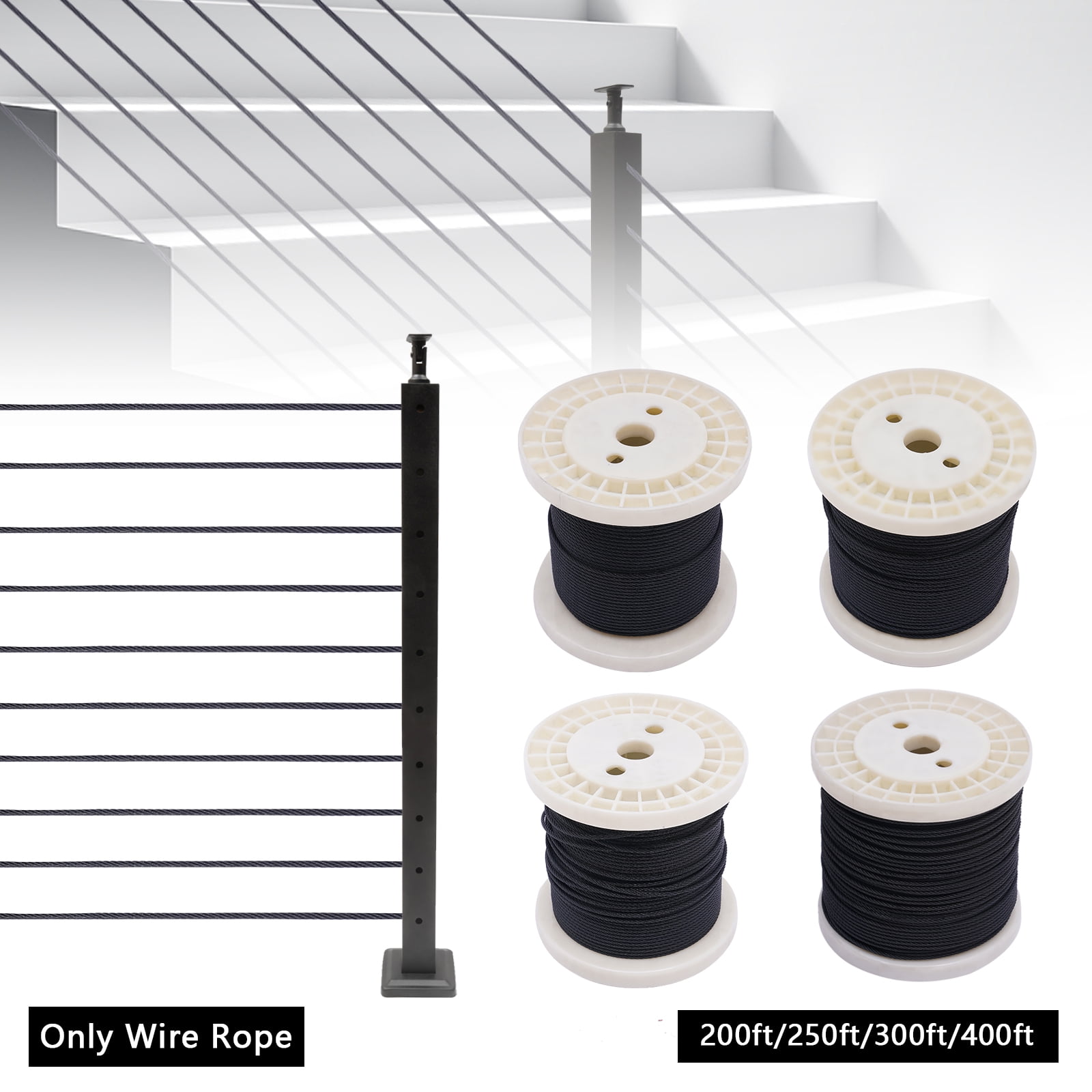 Toolven Durable 316 Stainless Steel Wire Rope with Blackening Treatment ...
