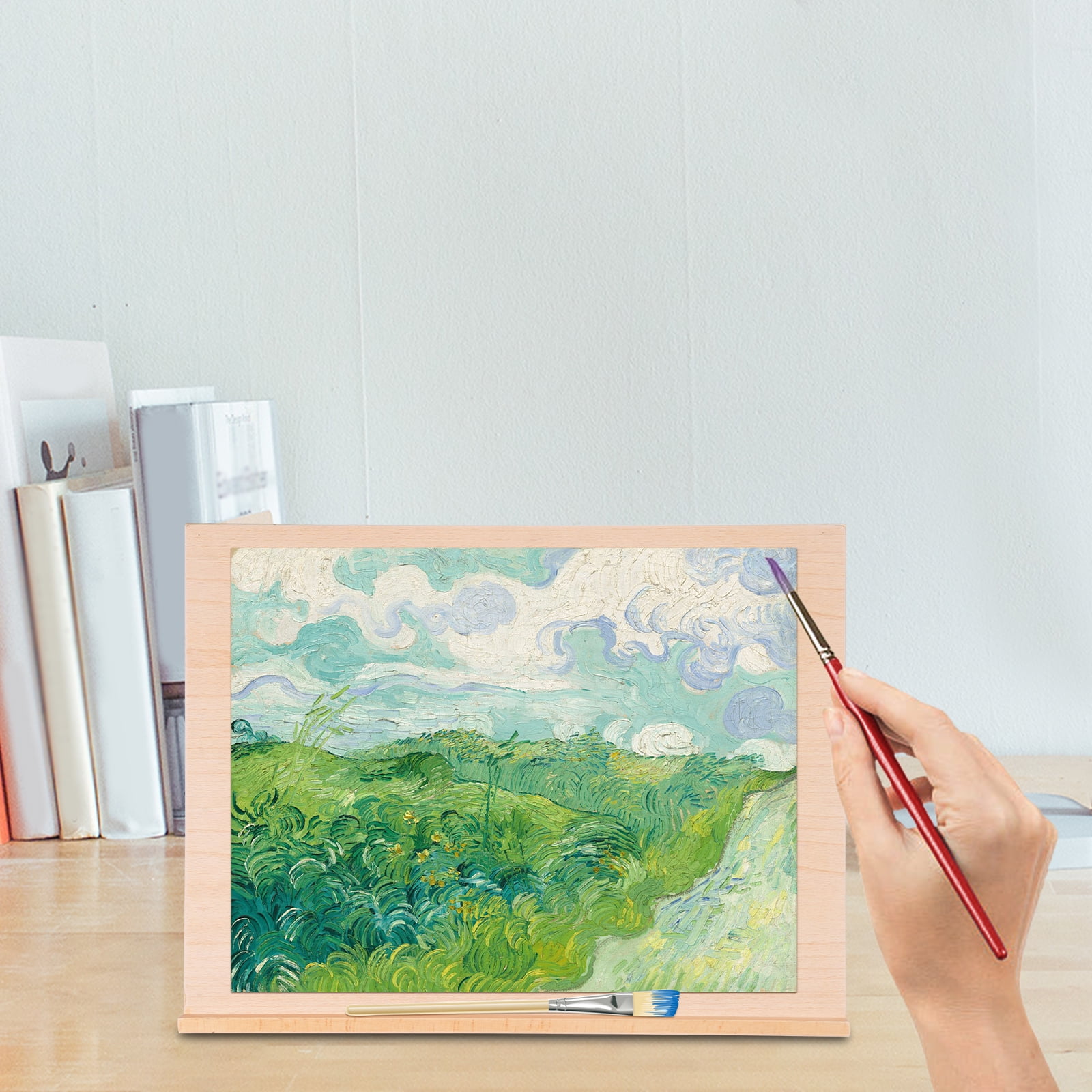 Toolven Easel Stand, Adjustable Angle (0-80°), Beech Wood with Varnish ...