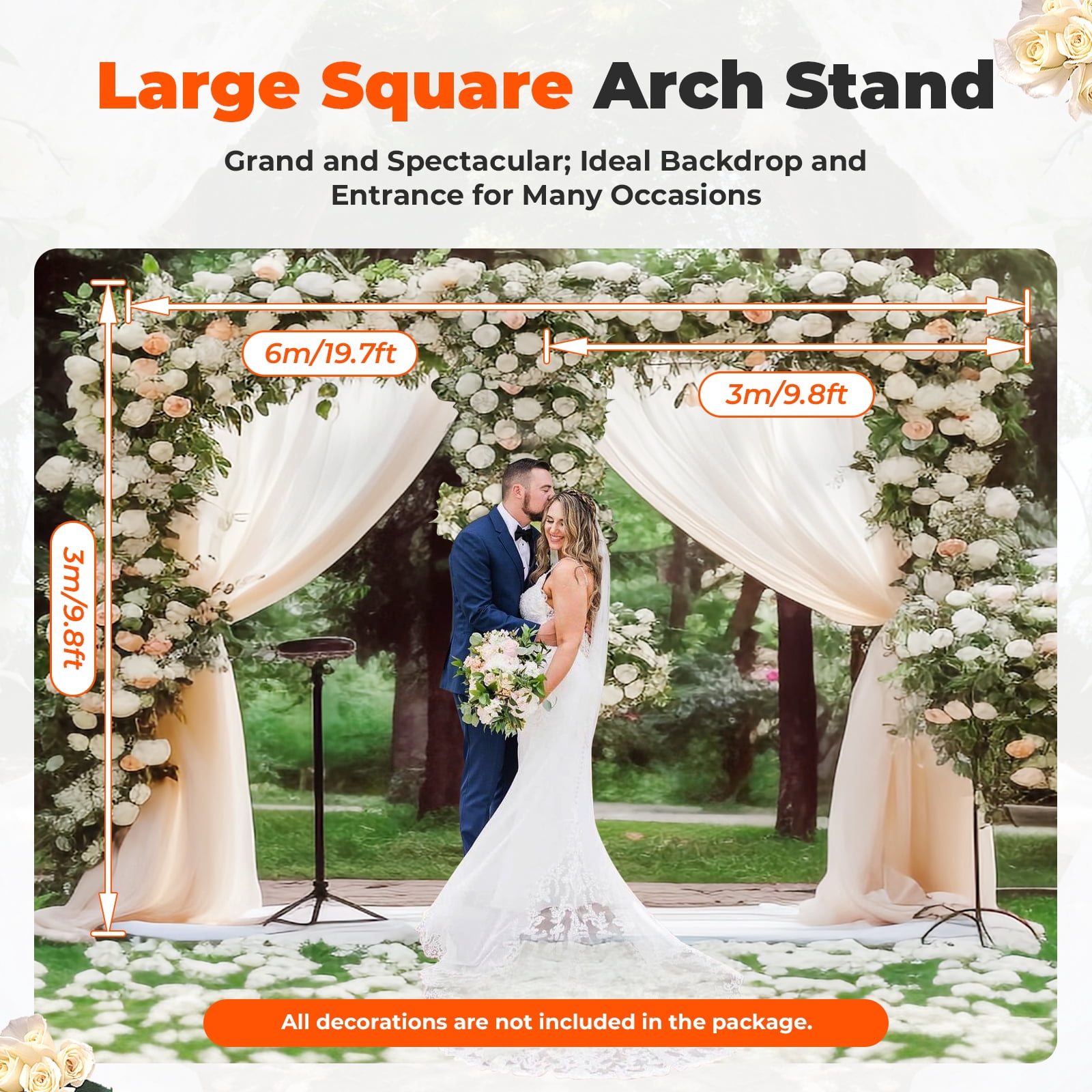 Toolven Elegant Wedding Stand with 4.9-9.8ft Height for Memorable ...