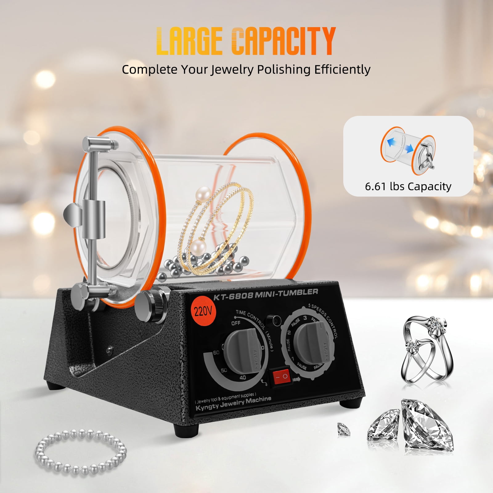 Toolven High-Performance Jewelry Buffing Machine - Pure Copper Motor, 5 ...