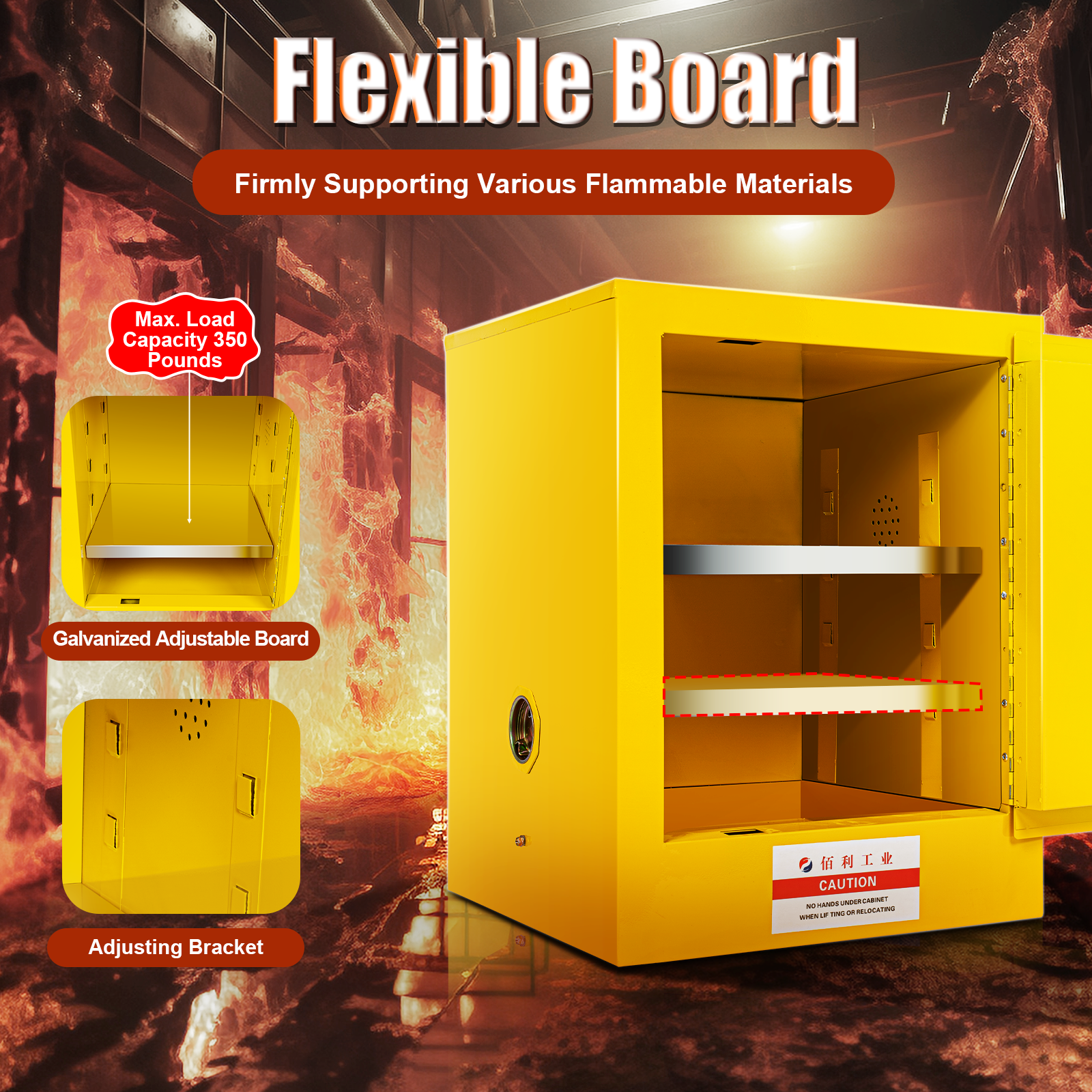 Toolven Industrial Safety Cabinet – 4 Gallon Fireproof Chemical Storage ...