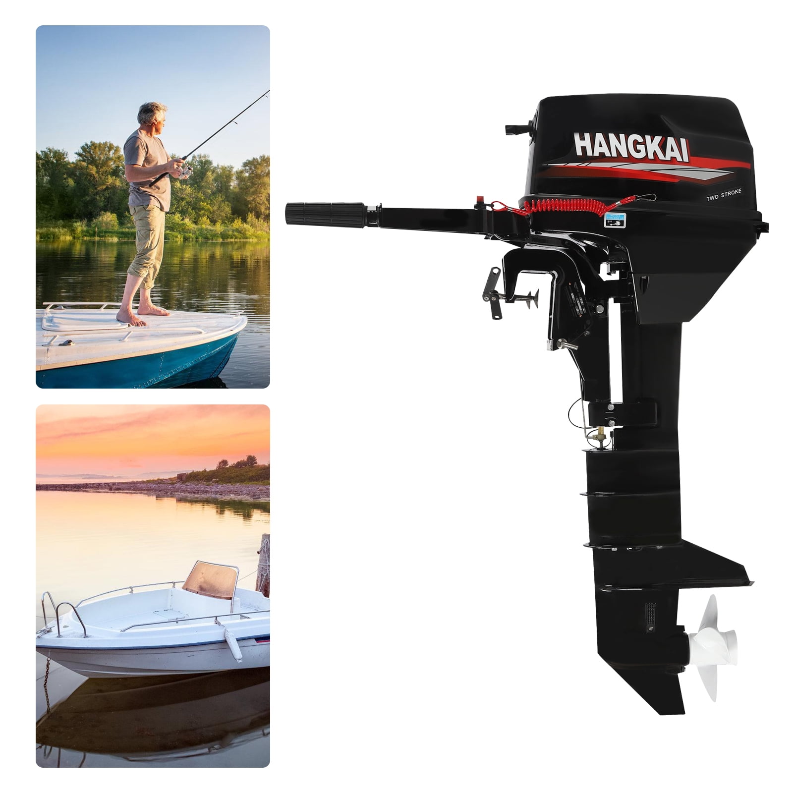 Toolven Long Shaft Outboard Motor, 12HP 2-Stroke Gas Engine, Marine ...