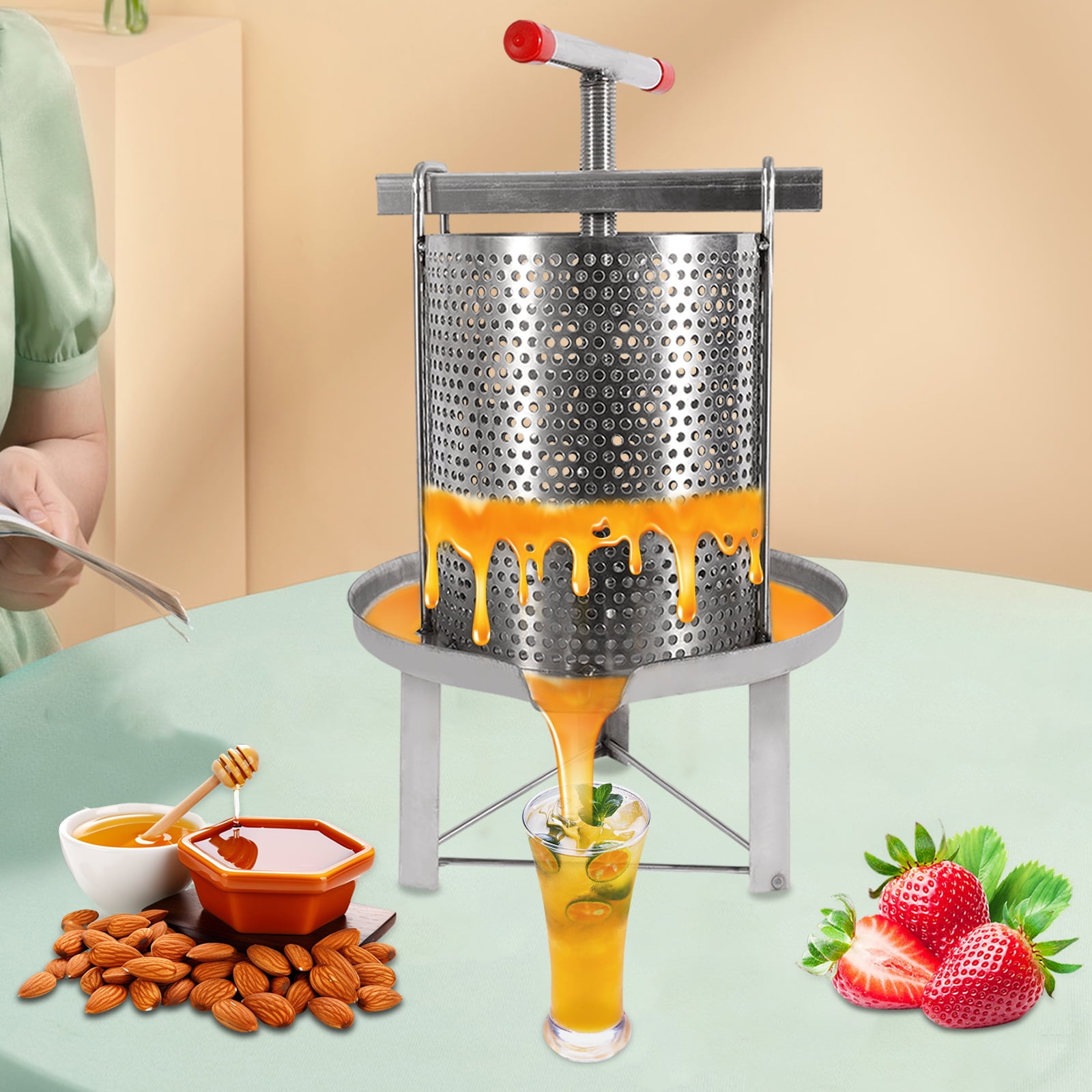Toolven Manual Honey Extractor with 2.6 Gal Capacity, High-Quality ...