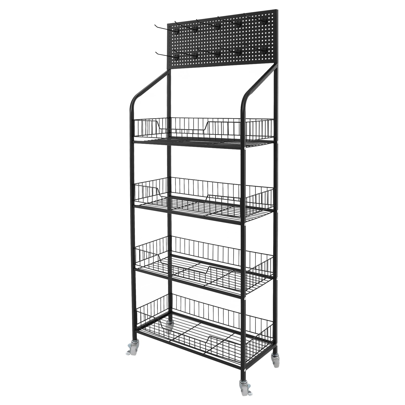 Toolven Modern Retail Display Rack with 4 Tiers, Adjustable Hooks, and ...