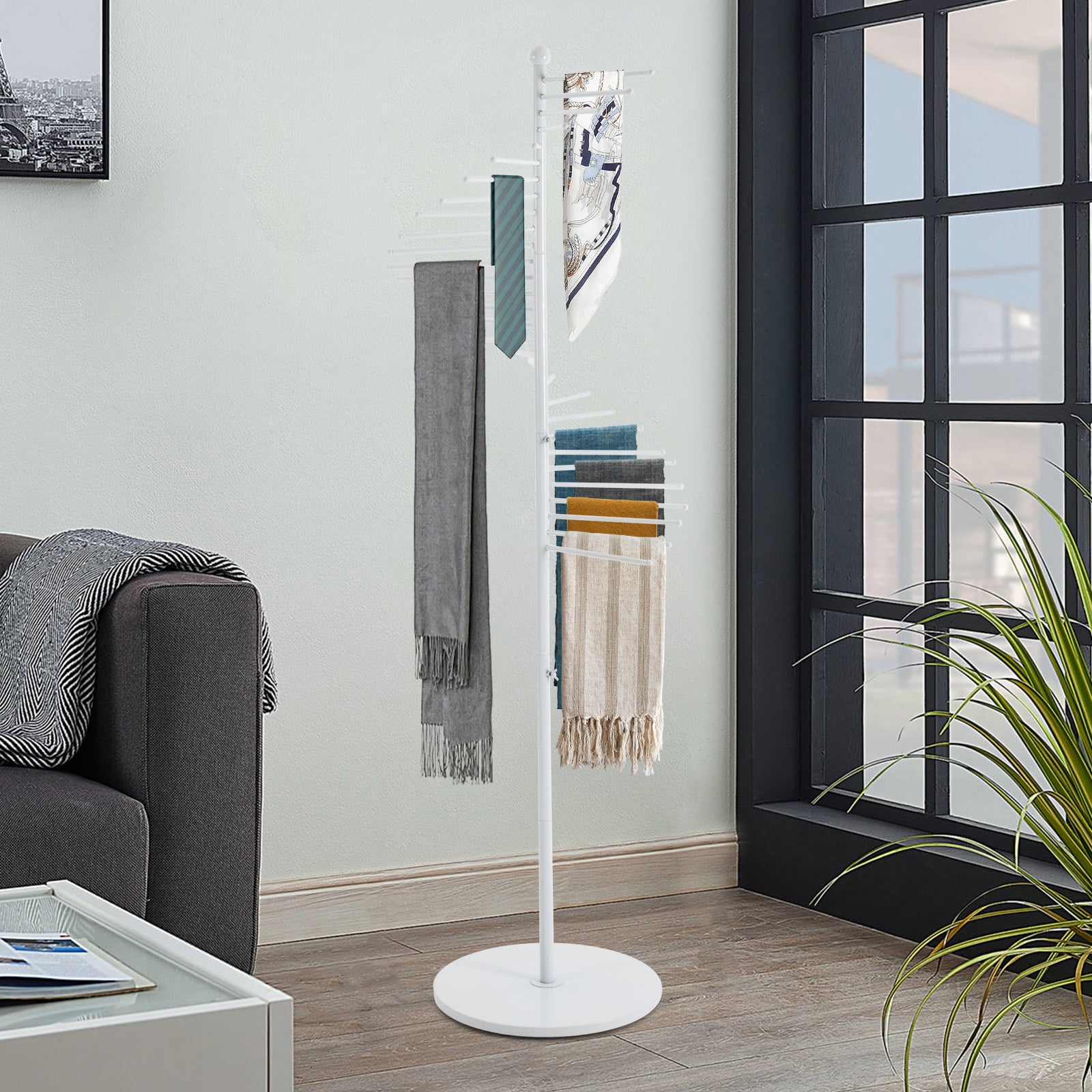 Toolven Modern White Retail Display Rack, Floor Standing Scarf Stand ...