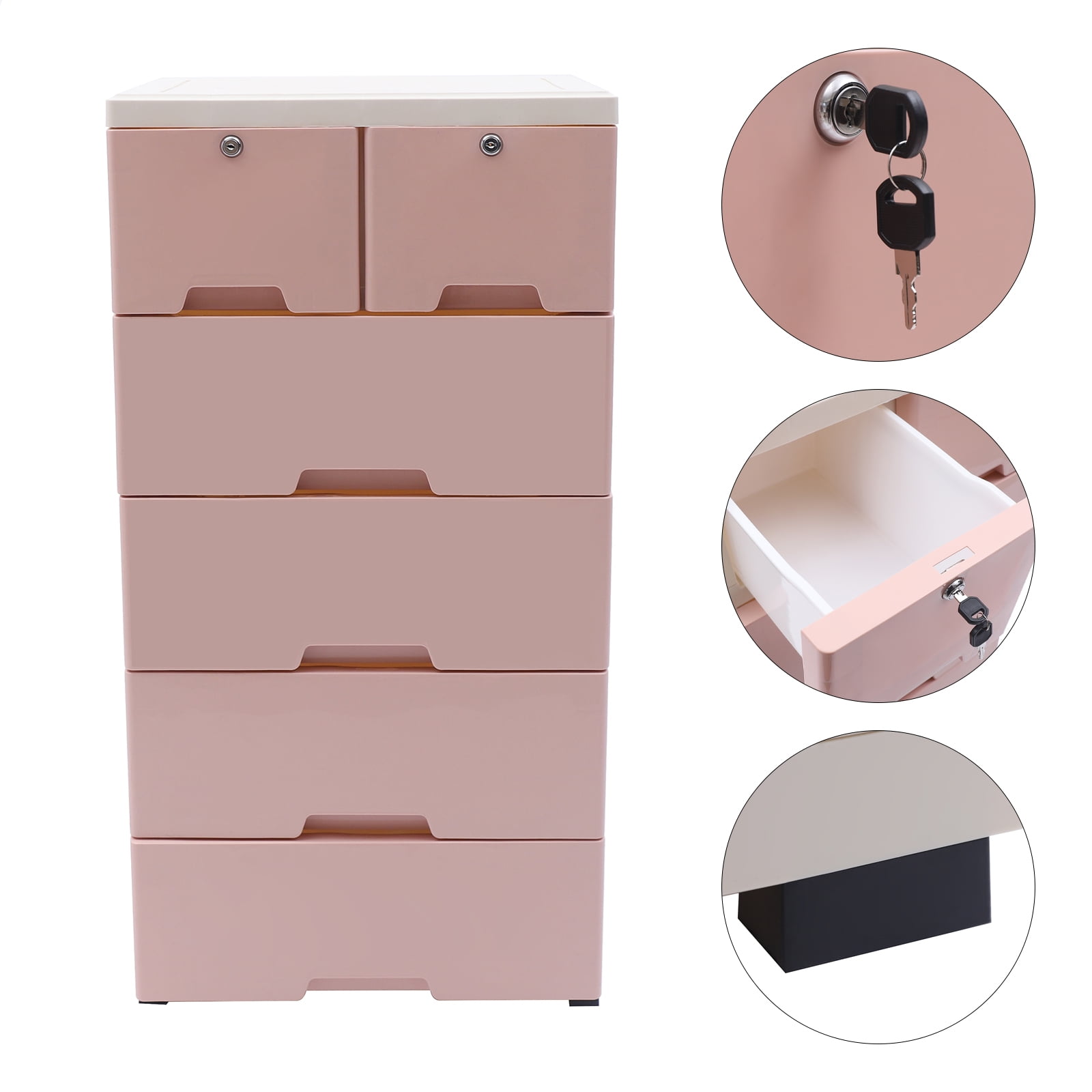 Toolven Multi-Drawer Plastic Dresser with Wheels – 6-Drawer Storage ...