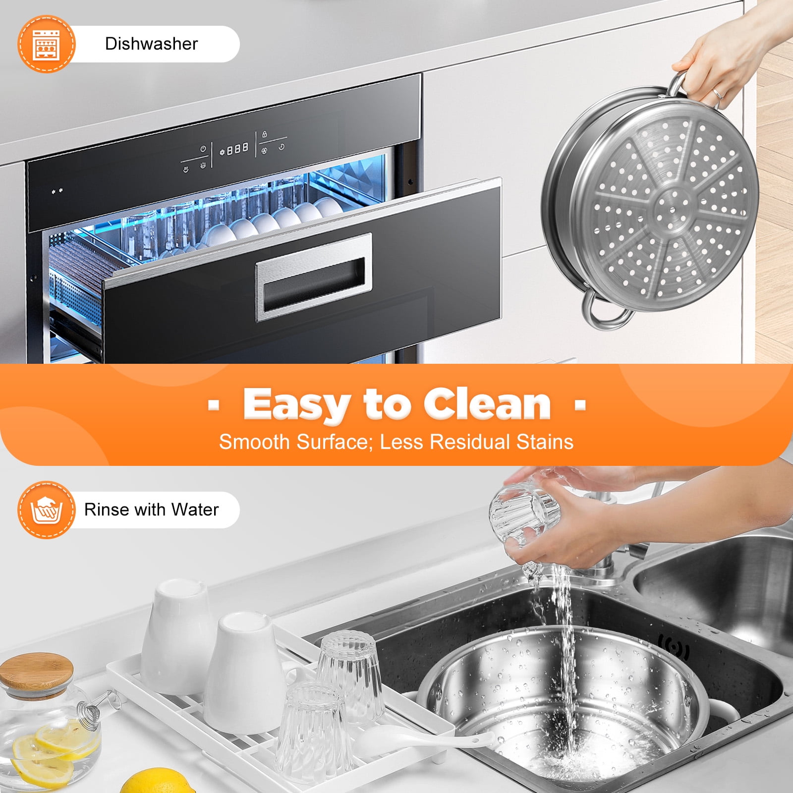 Toolven Multi-Purpose Stainless Steel Steamer for Cooking, 4-Tier Food ...