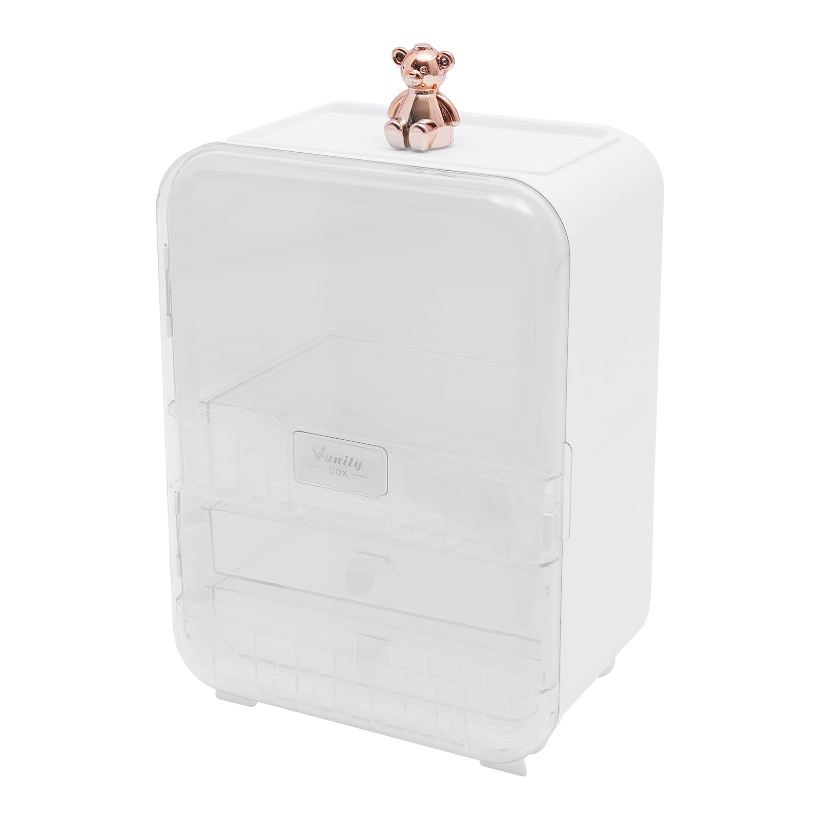 Toolven Multi-Tier Glass Display Case with LED Light, Modern Makeup ...
