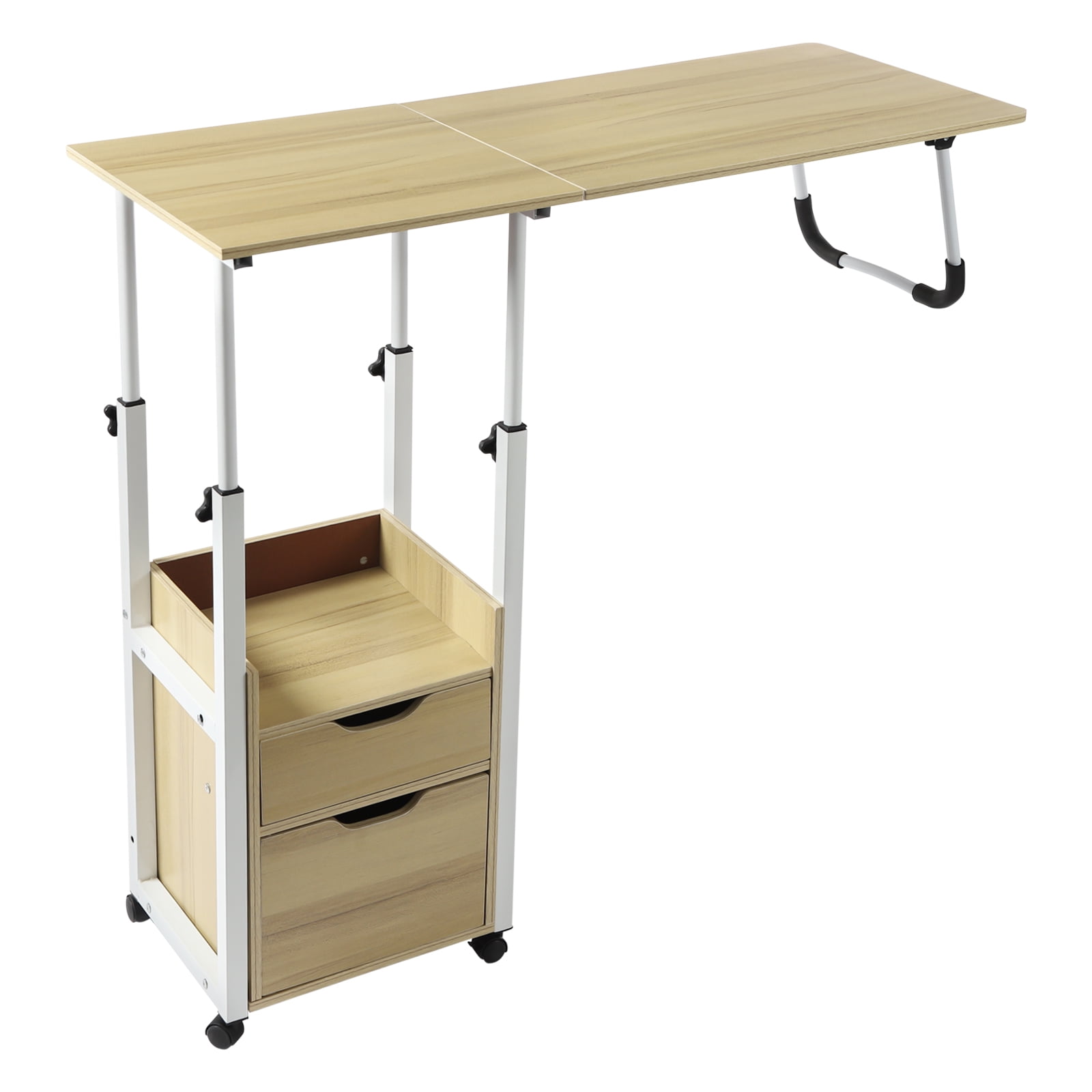 Toolven Overbed Table, Height Adjustable (27.56-34.65 inches), Veneered ...