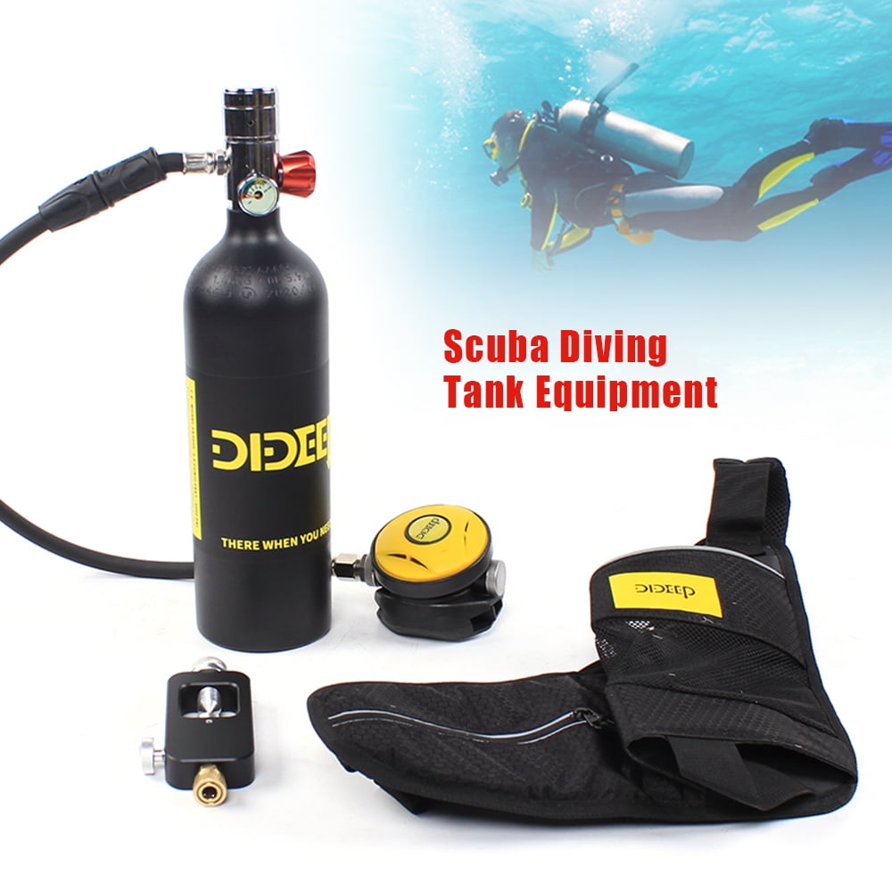 Toolven Scuba Diving Tank with 1L Capacity, Pressure Gauge, Reflective ...