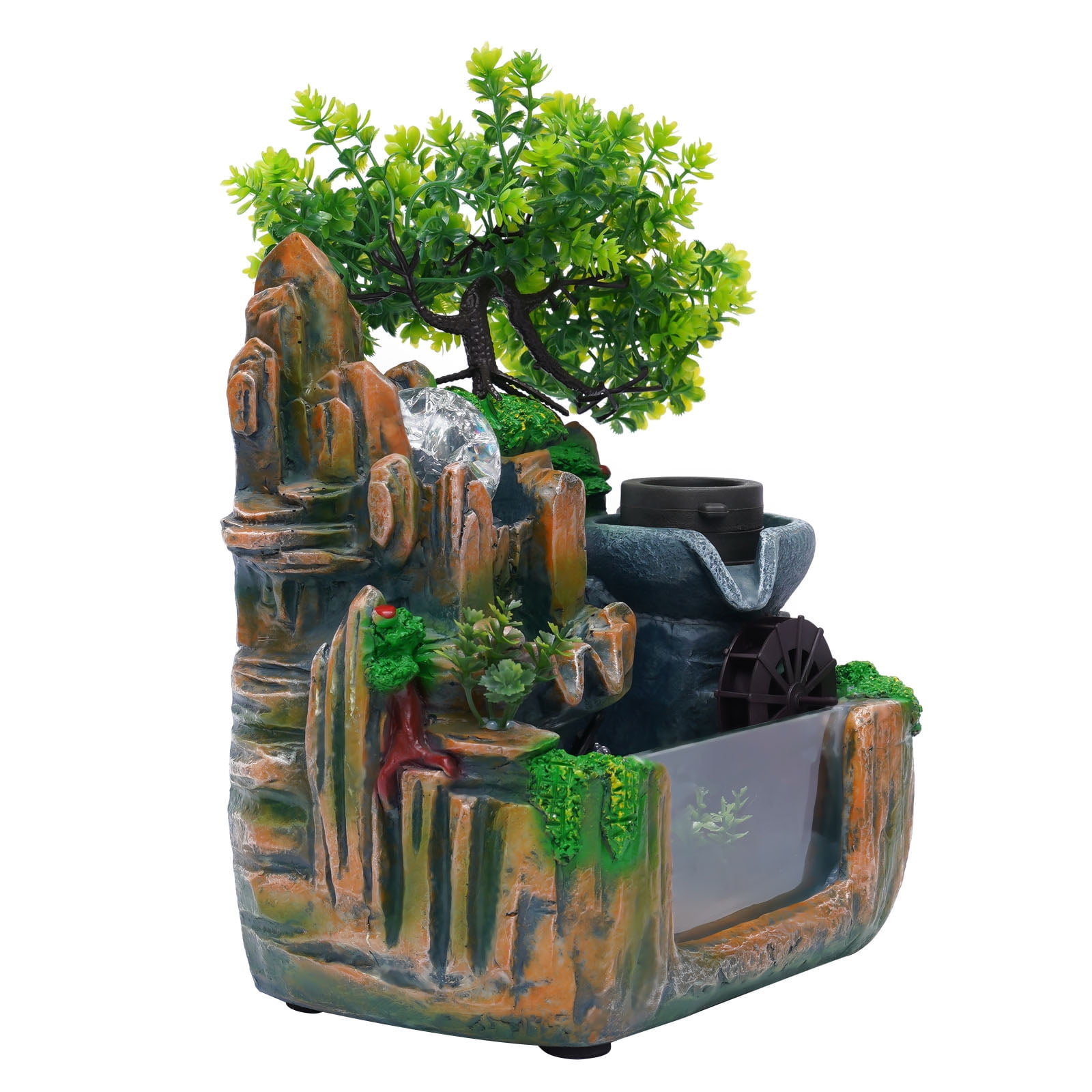 Toolven Simulation Landscape Rockery Ornament, Water Fountain with Mist ...
