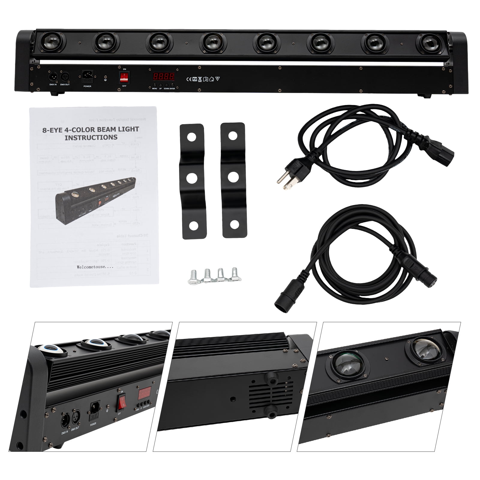 Toolven Stage Lights with LED Light Source, 4 Brilliant Colors, 861.11ft² Coverage, 180 ...