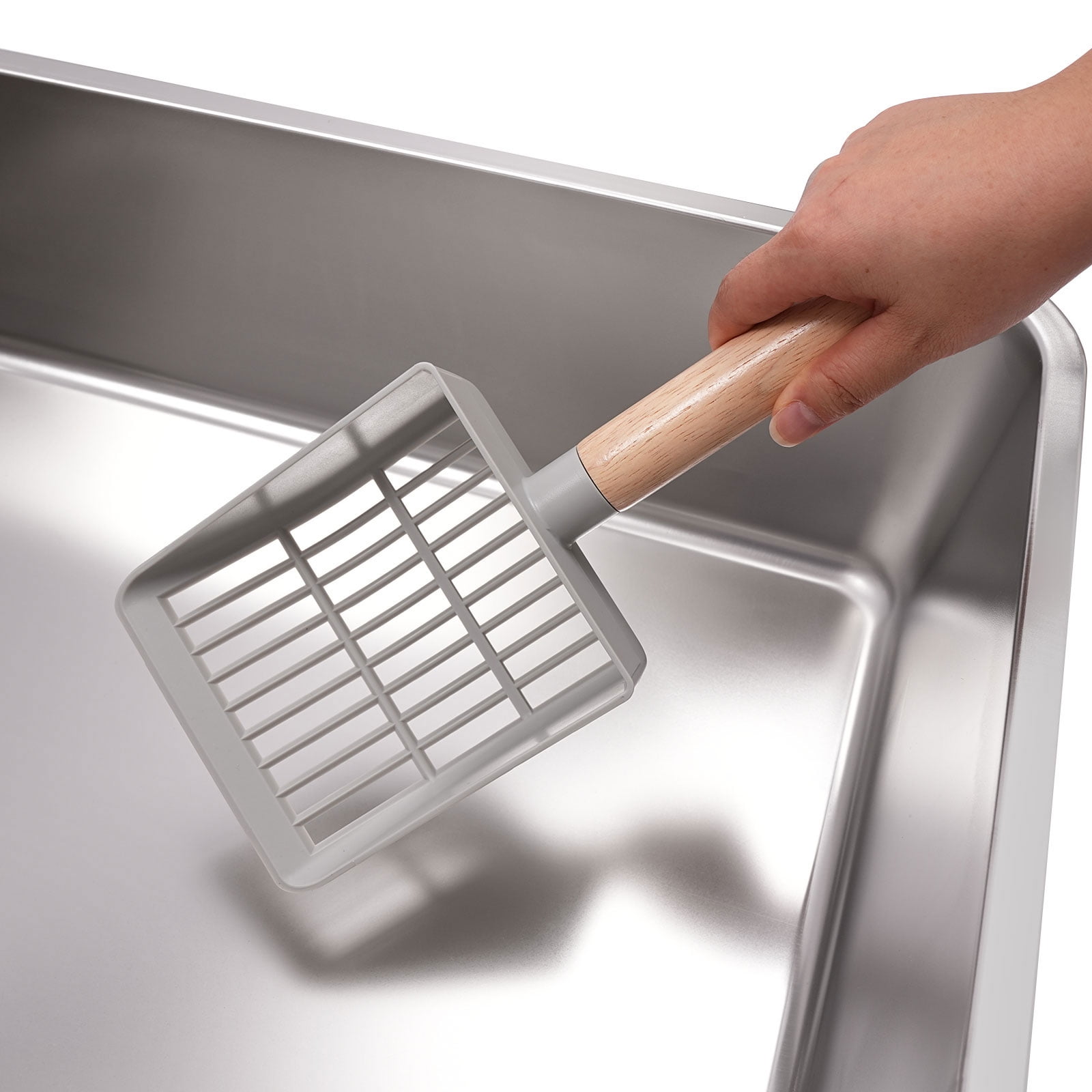 Toolven Stainless Steel Cat Litter Box, Large Capacity (16.06x23.94x11 ...