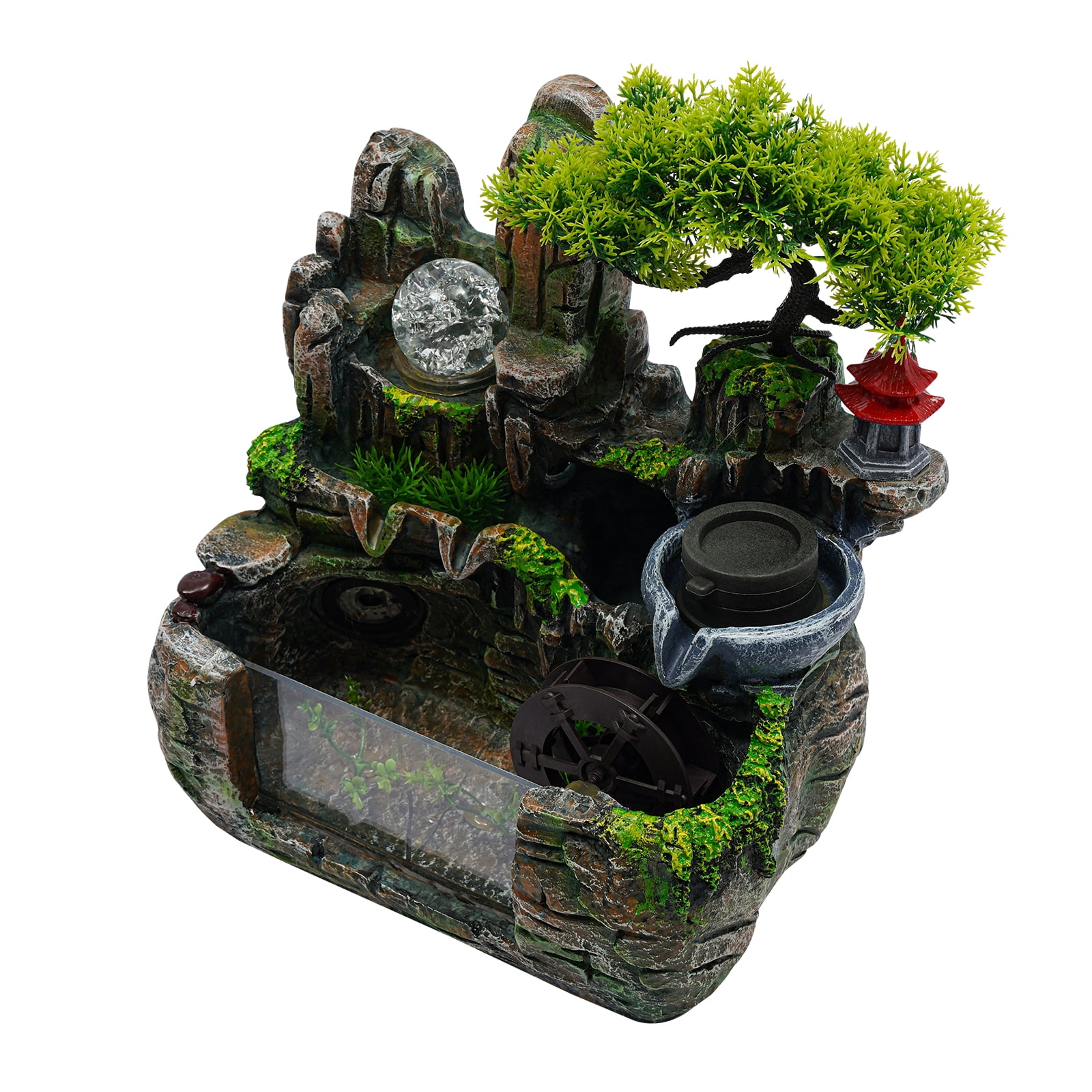 Toolven Tabletop Waterfall Fountain, Mini Rock Fountain with Mist ...