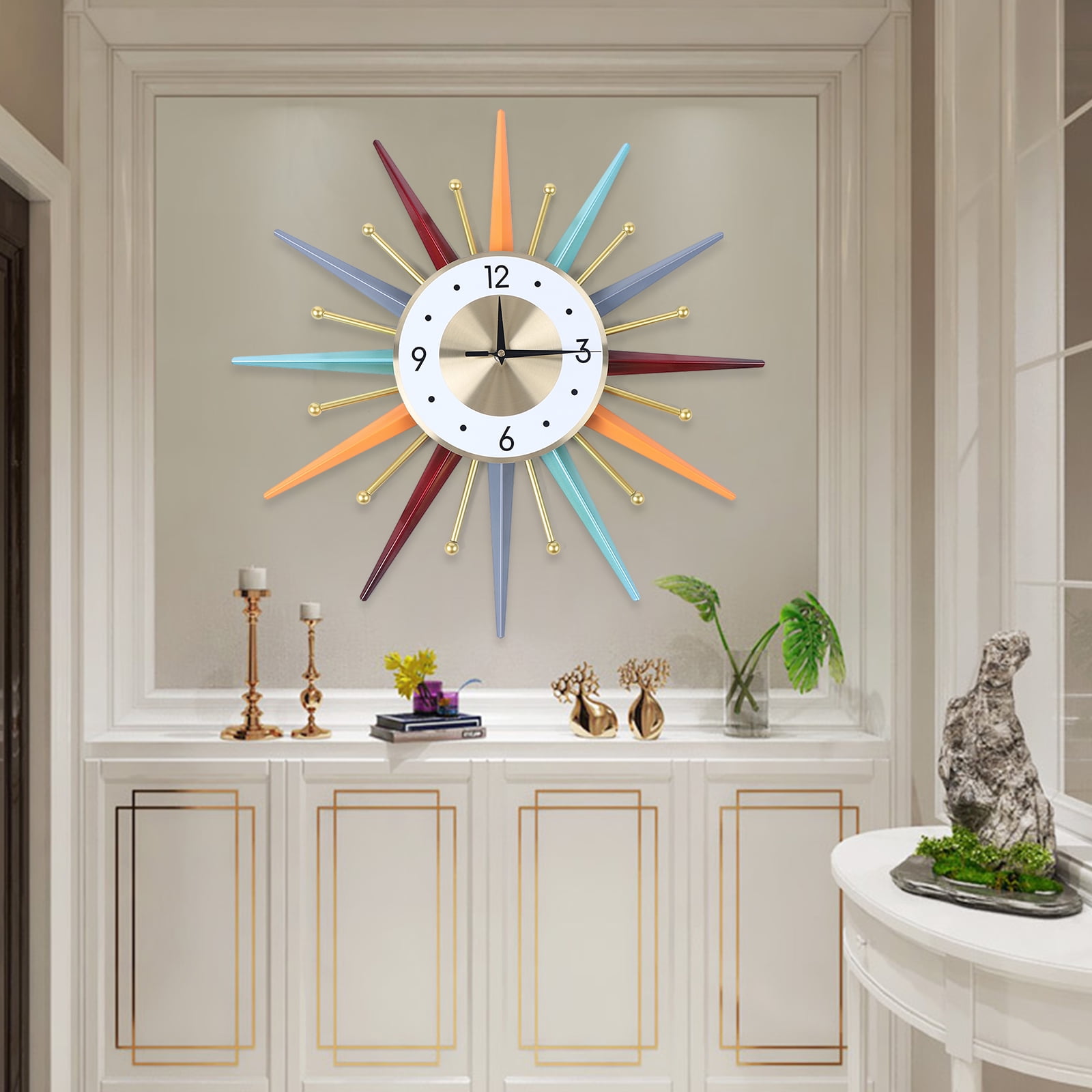 Toolven Wall Clock with Silent Quartz Movement – 5-Color Iron ...