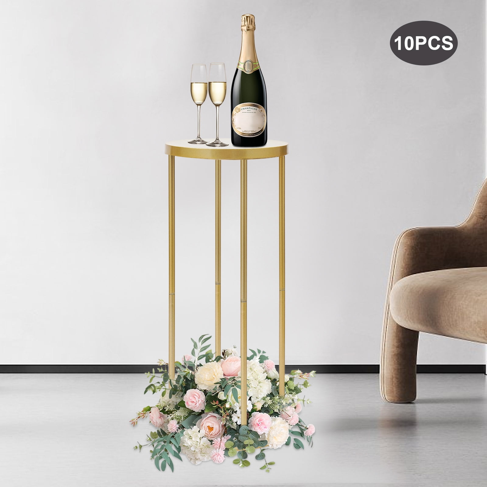 Toolven Wedding Table Flower Stand, Pack of 10, Glossy Golden Surface ...