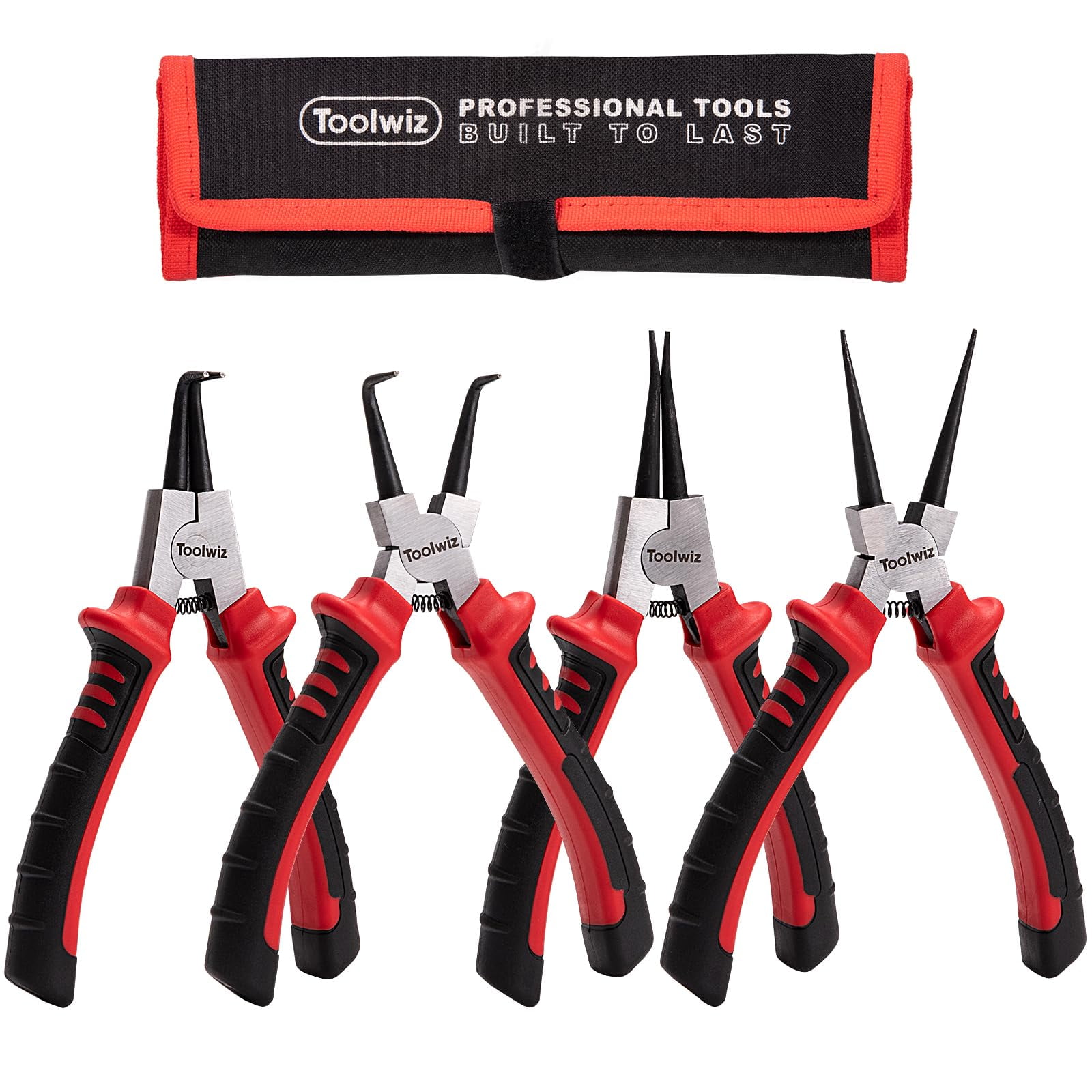 Toolwiz 4 Pcs Snap Ring Pliers Set Heavy Duty, 7-inch Internal/External ...