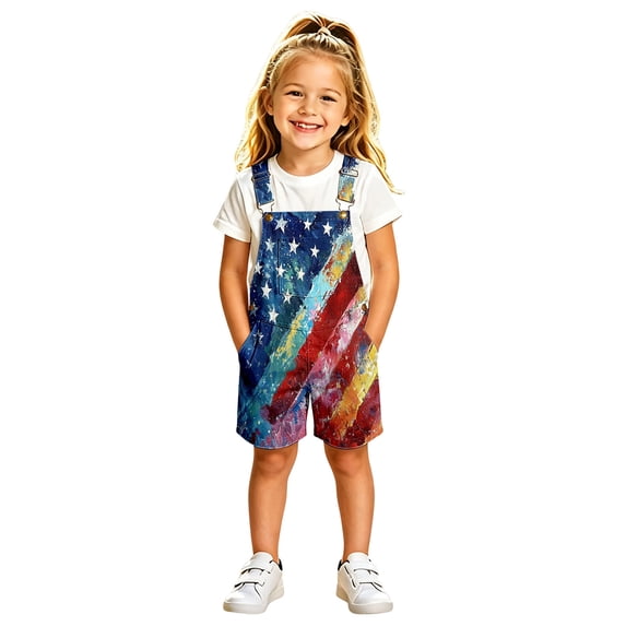 Toome Kids 4th of July Overalls, Adjustable Patriotic Bib Shorts for ...
