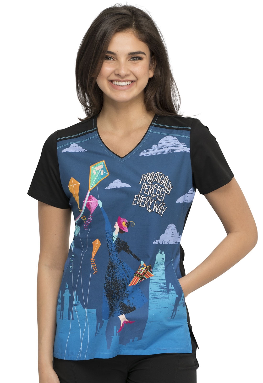 Tooniforms Disney V-Neck Female Medical Scrub Top TF608 - Walmart.com