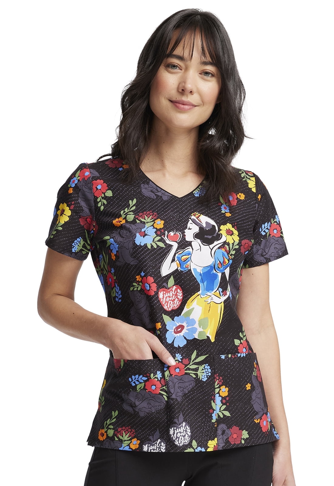 Tooniforms Scrubs Top For Women V-Neck Print TF614 - Walmart.com