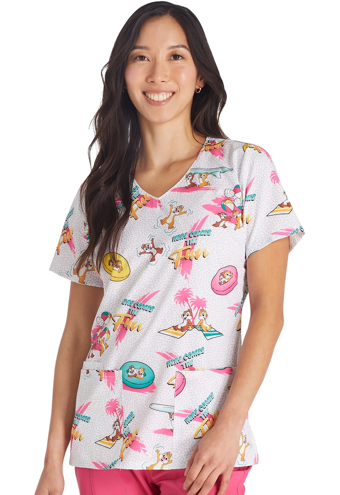 Tooniforms Scrubs Top For Women V-Neck Print TF614 - Walmart.com