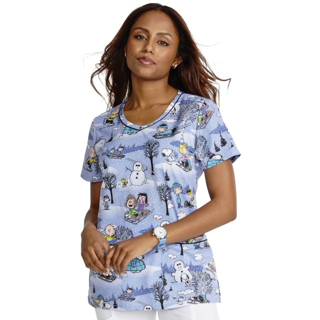 Tooniforms Scrubs Top For Women V-Neck Print TF633 - Walmart.com