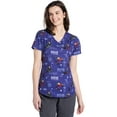 Tooniforms Scrubs Top For Women V-Neck Print TF737 - Walmart.com