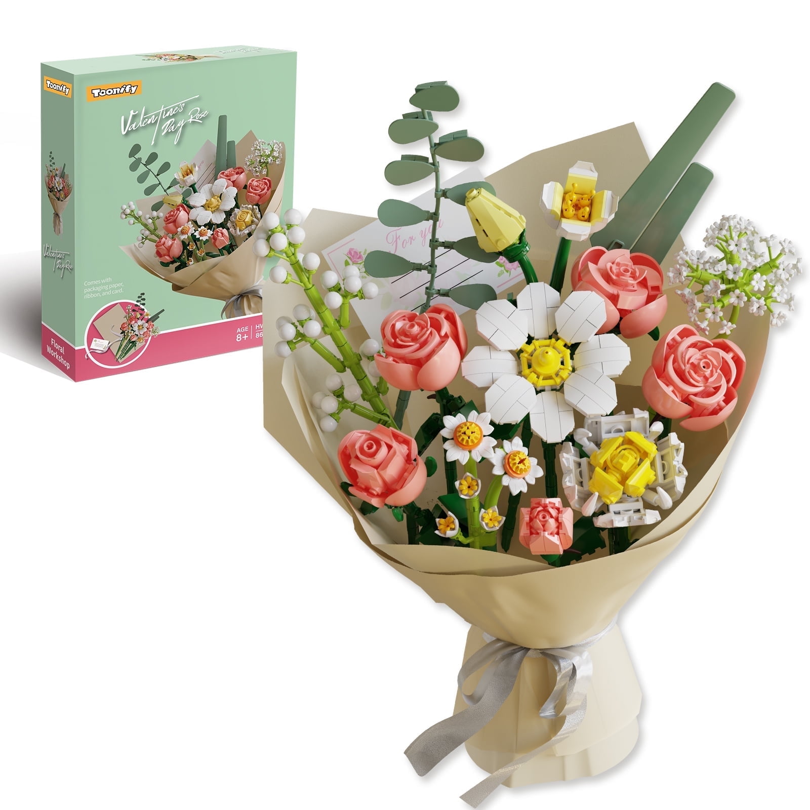 Toonify Flowers Bouquet Building Blocks Set, 864 Pieces, Adult ...