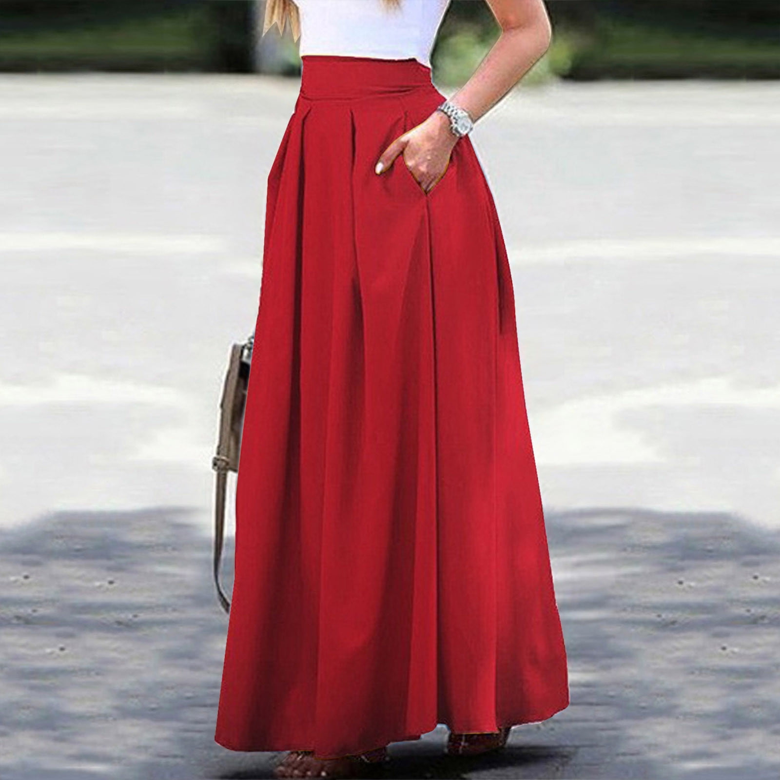 Toonshare Clearance,Spring Belt Zipper High Waist Retro Skirt Pleated ...
