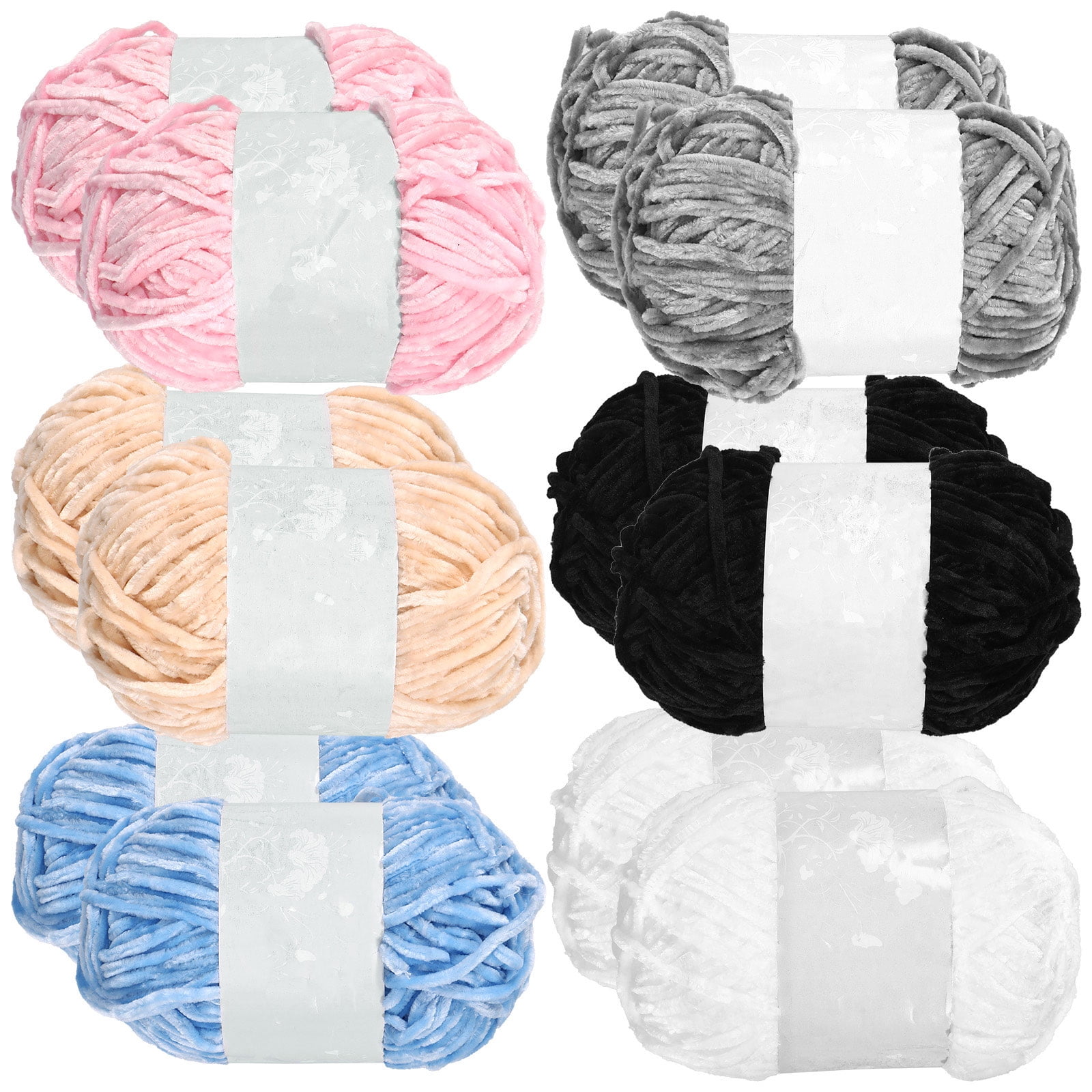 Toorise 12Pcs 100g Chenille Yarn Colorful Crochet Velvet Yarn Thick ...
