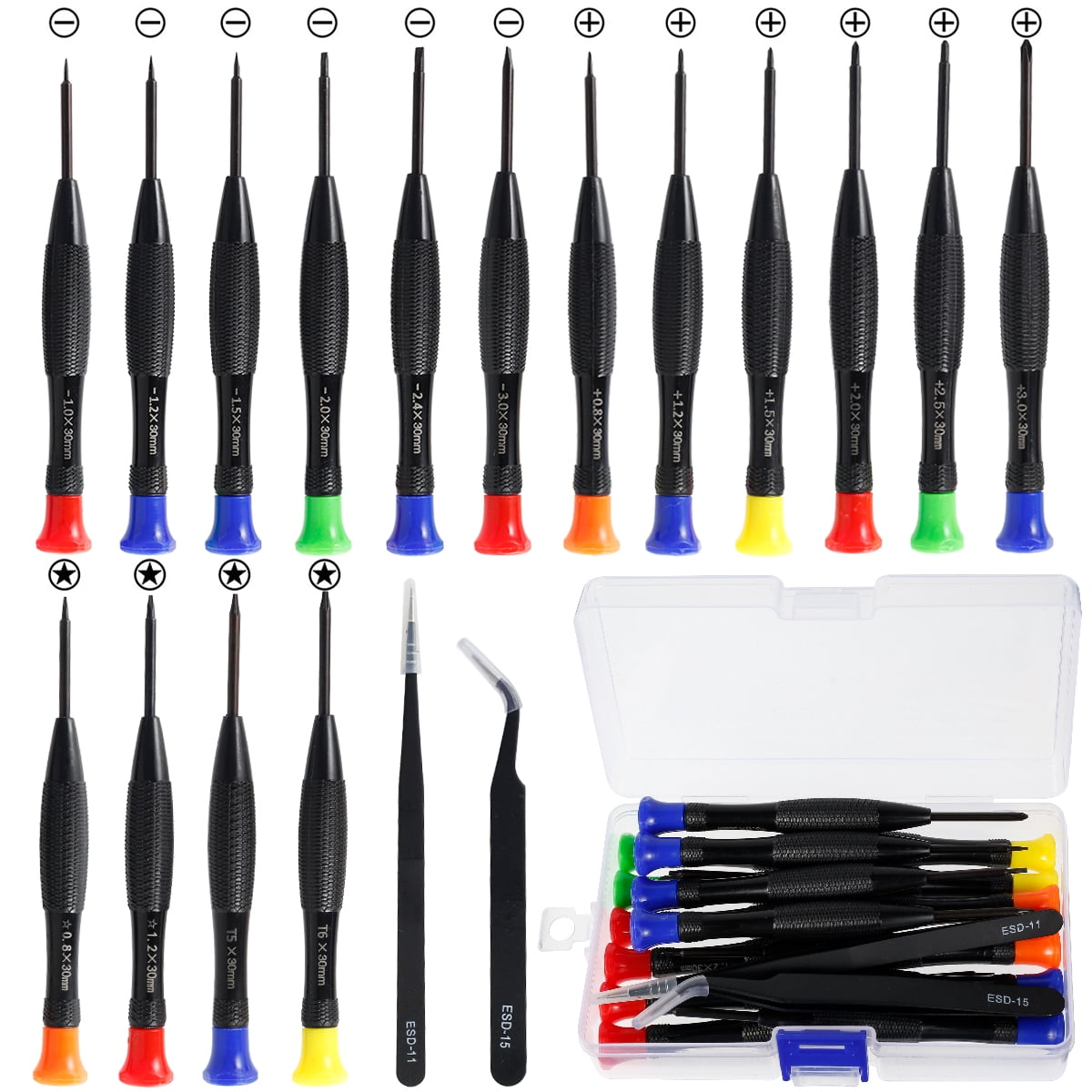 Toorise 18Pcs Magnetic Screwdriver Set 0.8-3mm Micro Cross Screwdriver ...