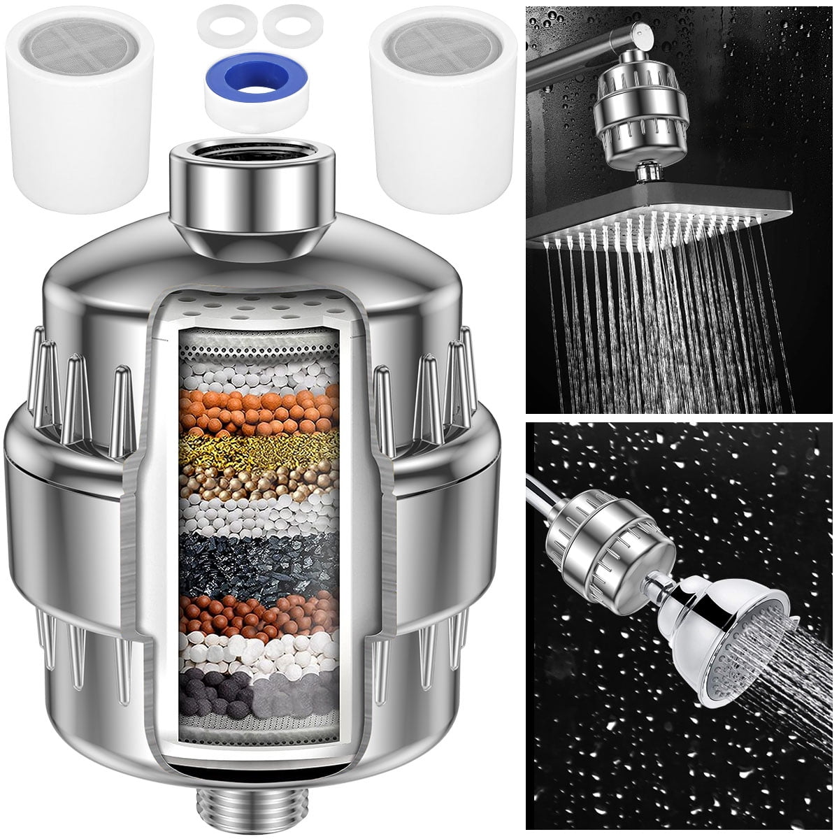Toorise 20 Stage Shower Filter, Anti-Rust Showerhead Filter for Hard ...