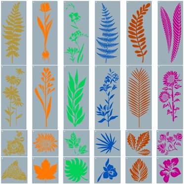 Rose Stencil Flowers Templates Floral Bud Leaves Vine Pattern 18x18cm ...