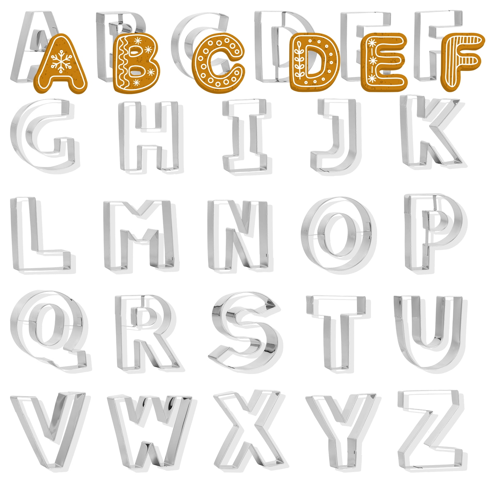 Toorise 26Pcs Alphabet Letter Cookie Cutters Set Stainless Steel Food ...