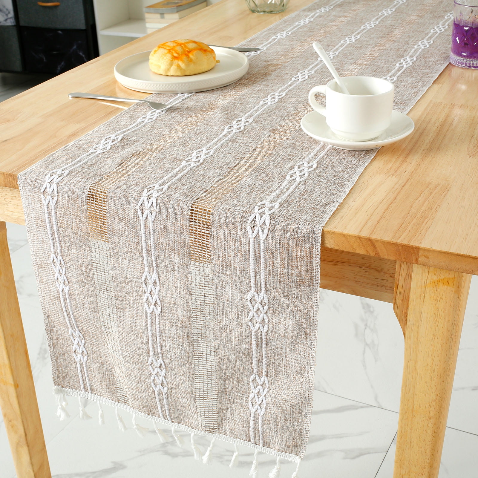 Toorise 2Pcs 72inch Table Runner with Tassels Rustic Boho Table Runner ...