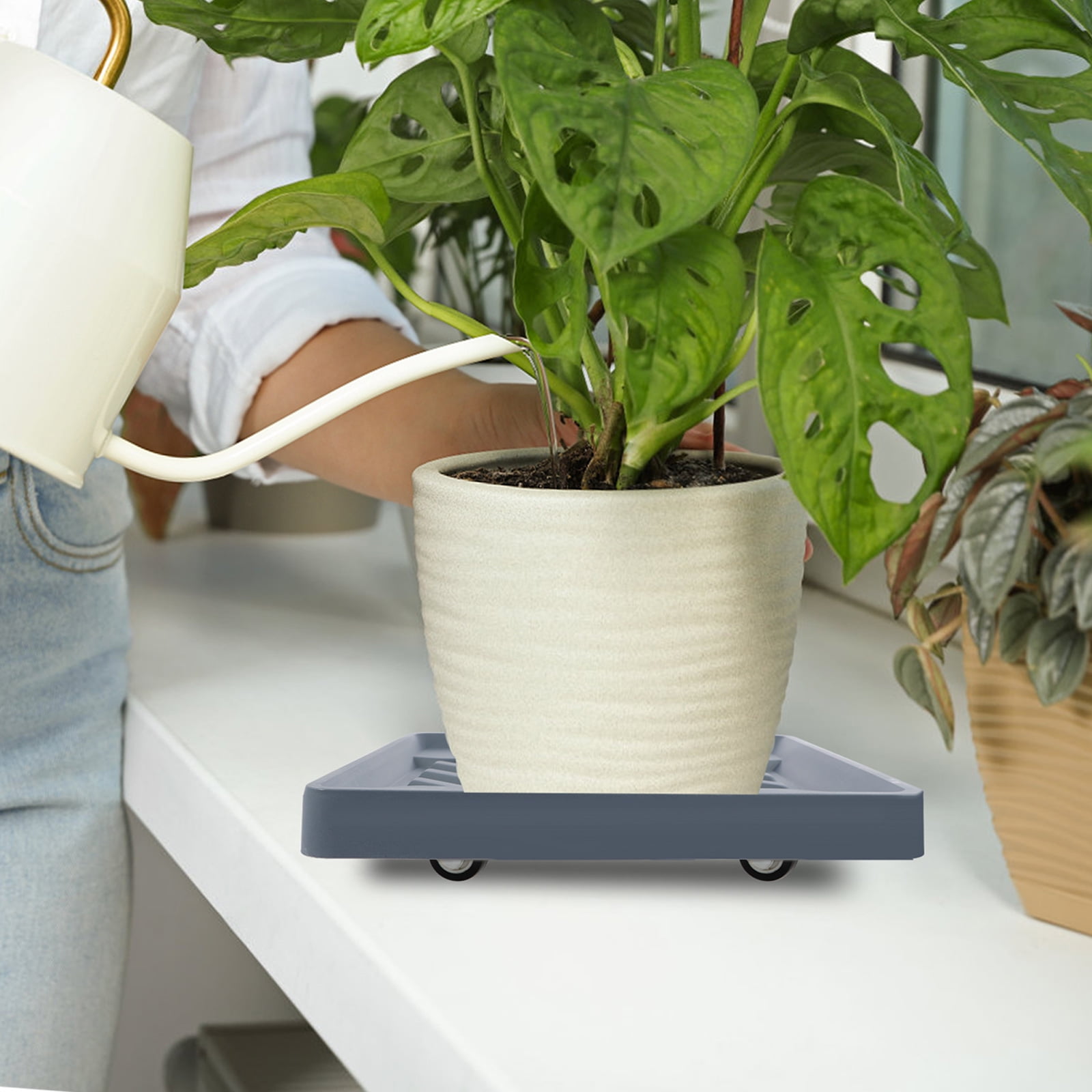 Toorise 2Pcs Planter Caddy with Wheels Square Rolling Planter Stand ...