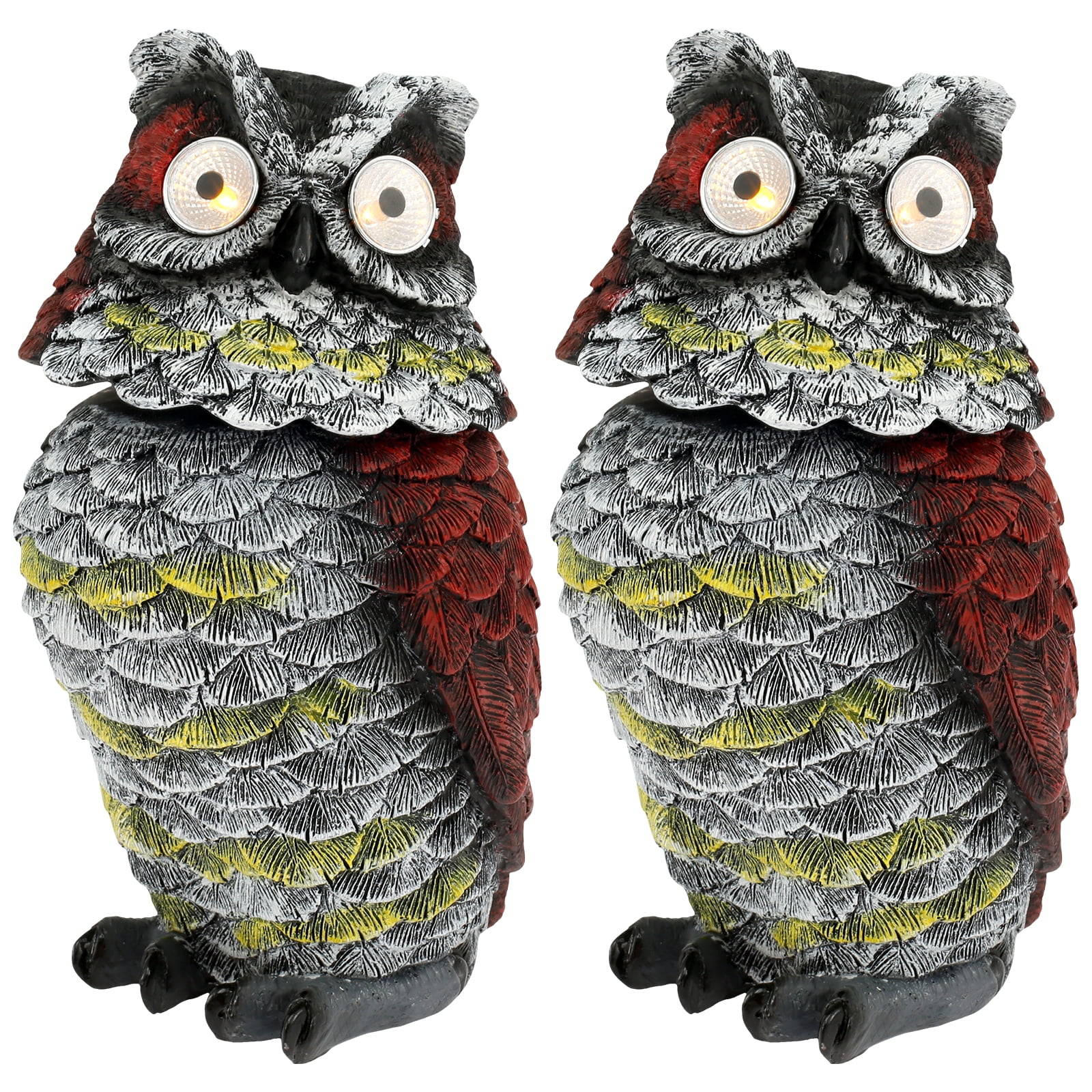 JTWEB 2Pcs Solar Owl with Flashing Eyes and Rotating Head Realistic ...