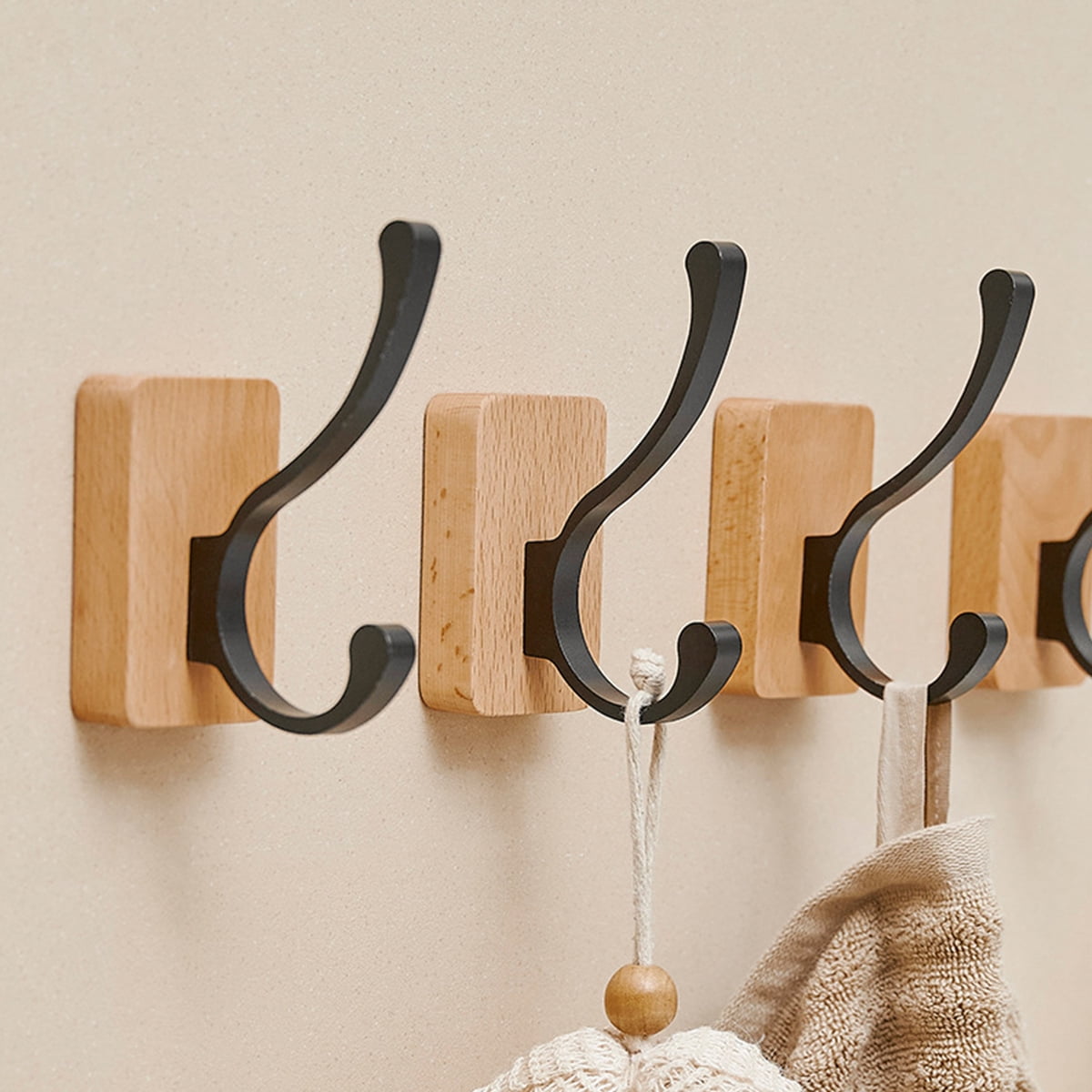 Toorise 4 Pcs Coat Hook Sturdy Heavy Duty Wall Hooks Wooden Hooks ...